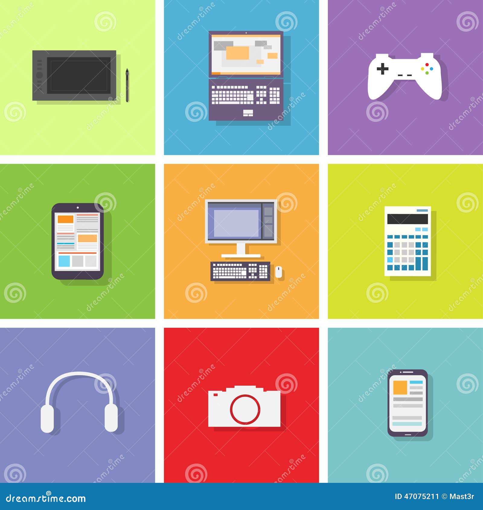 Device Set Color Icon Flat Dsign Vector Stock Vector - Illustration of ...