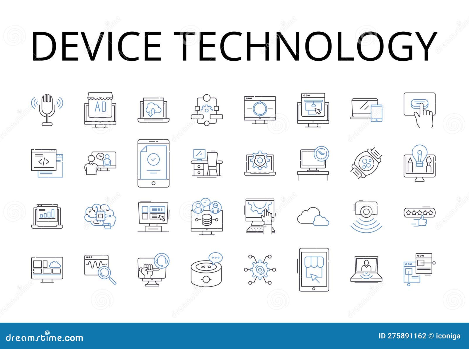 Device Technology Line Icons Collection. Communication Nerk ...