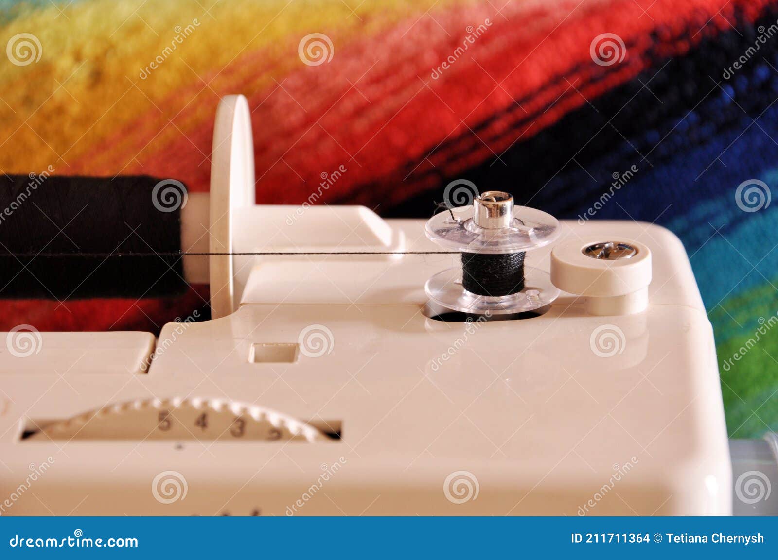 Device for Winding Thread on a Spool on a Sewing Machine Stock Photo ...