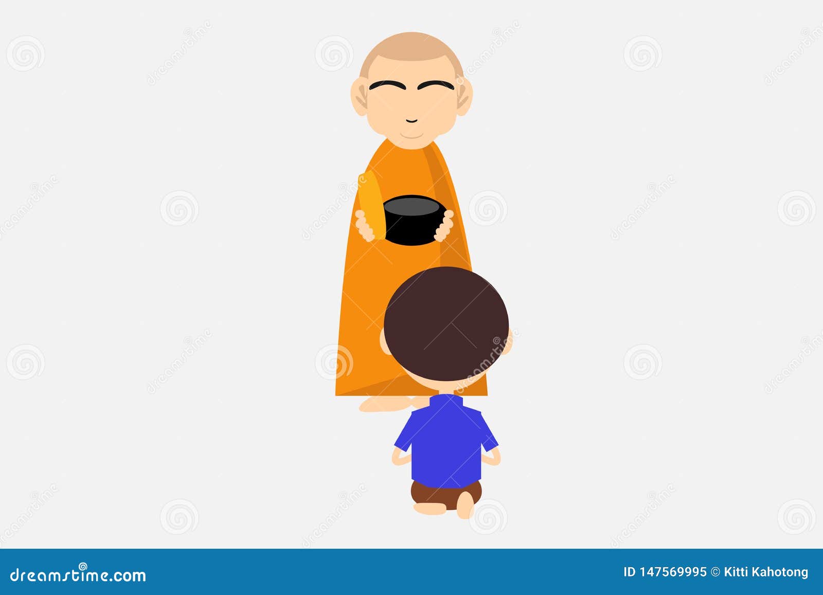 Men are Making Merit To Monks. Stock Vector - Illustration of alms ...