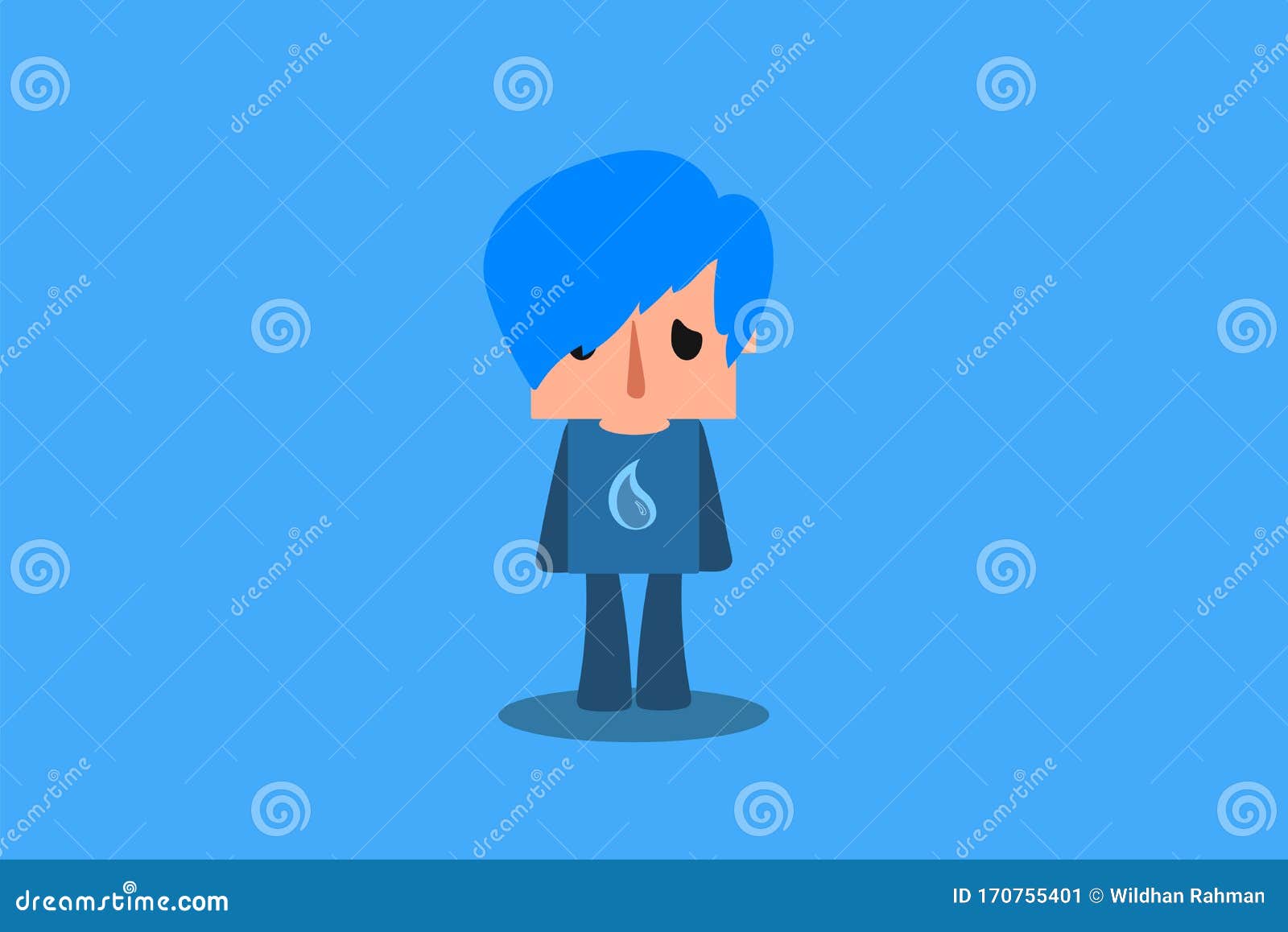 Water Blue Emoji Boy stock illustration. Illustration of emoji - 170755401