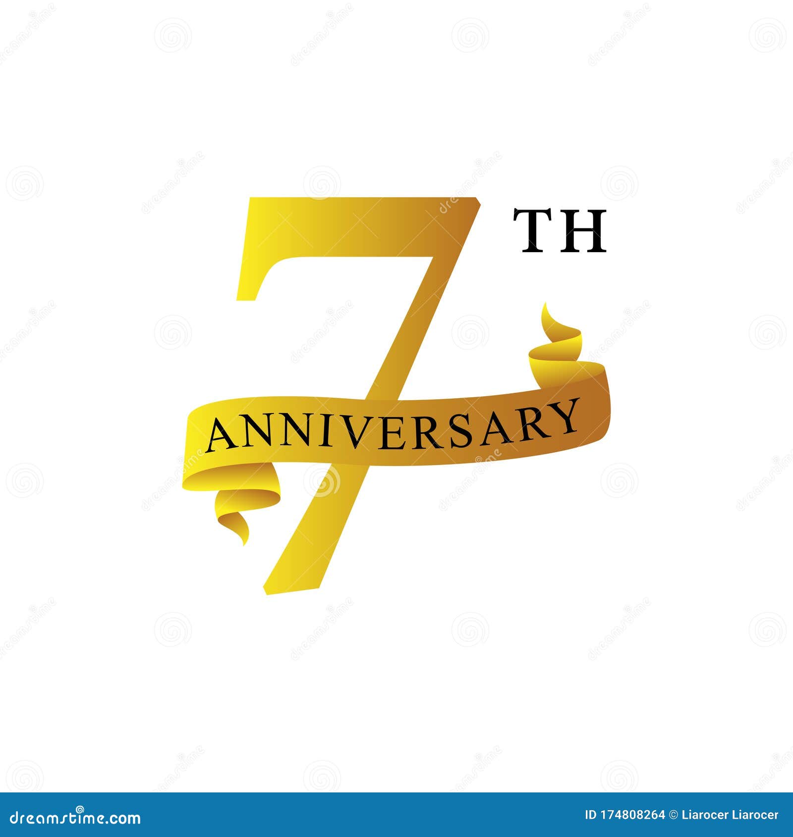 Ribbon Anniversary 7th Year Logo Stock Vector - Illustration of sign ...