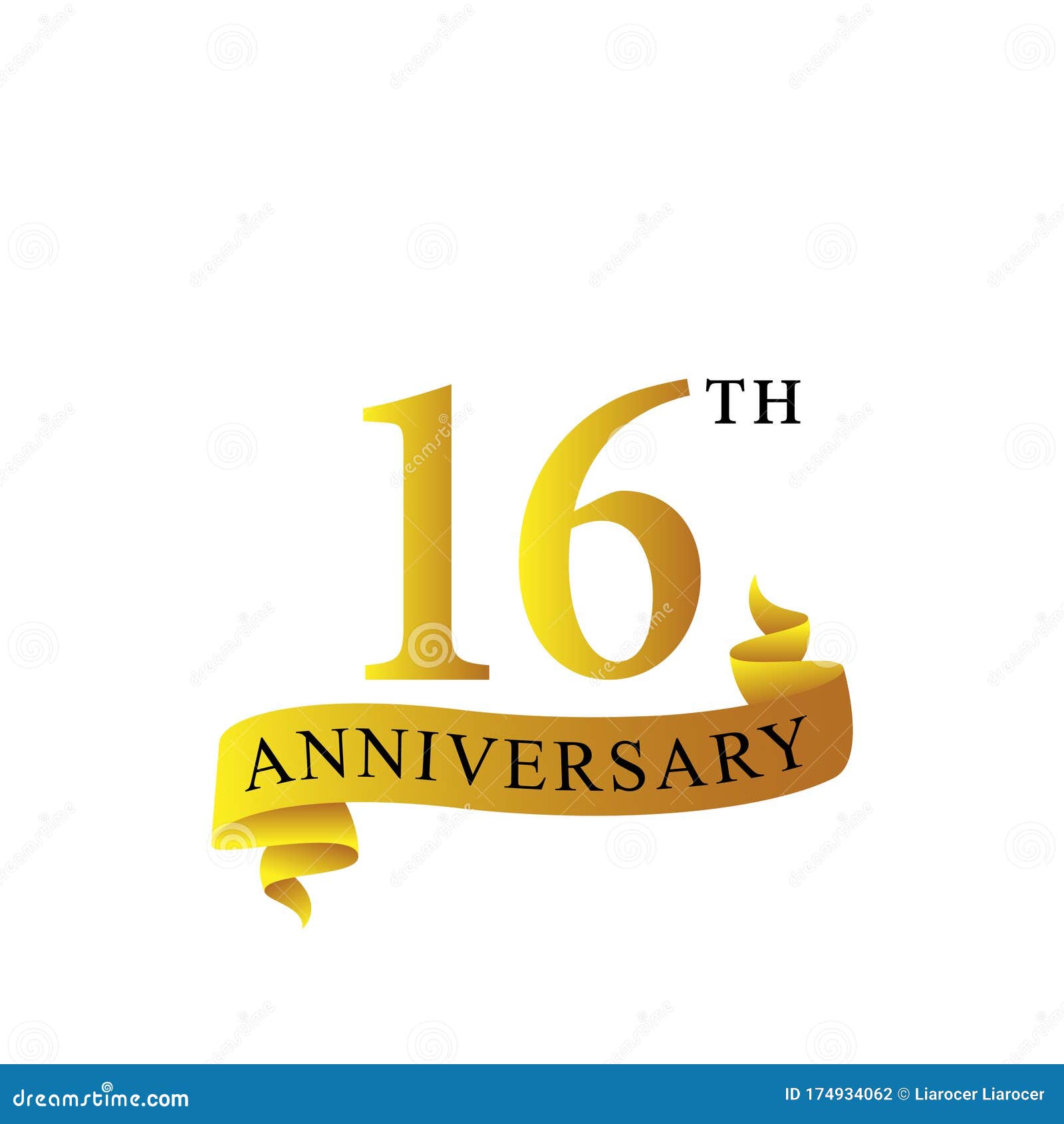 Ribbon Anniversary 16th Years Logo Stock Vector - Illustration of icon ...