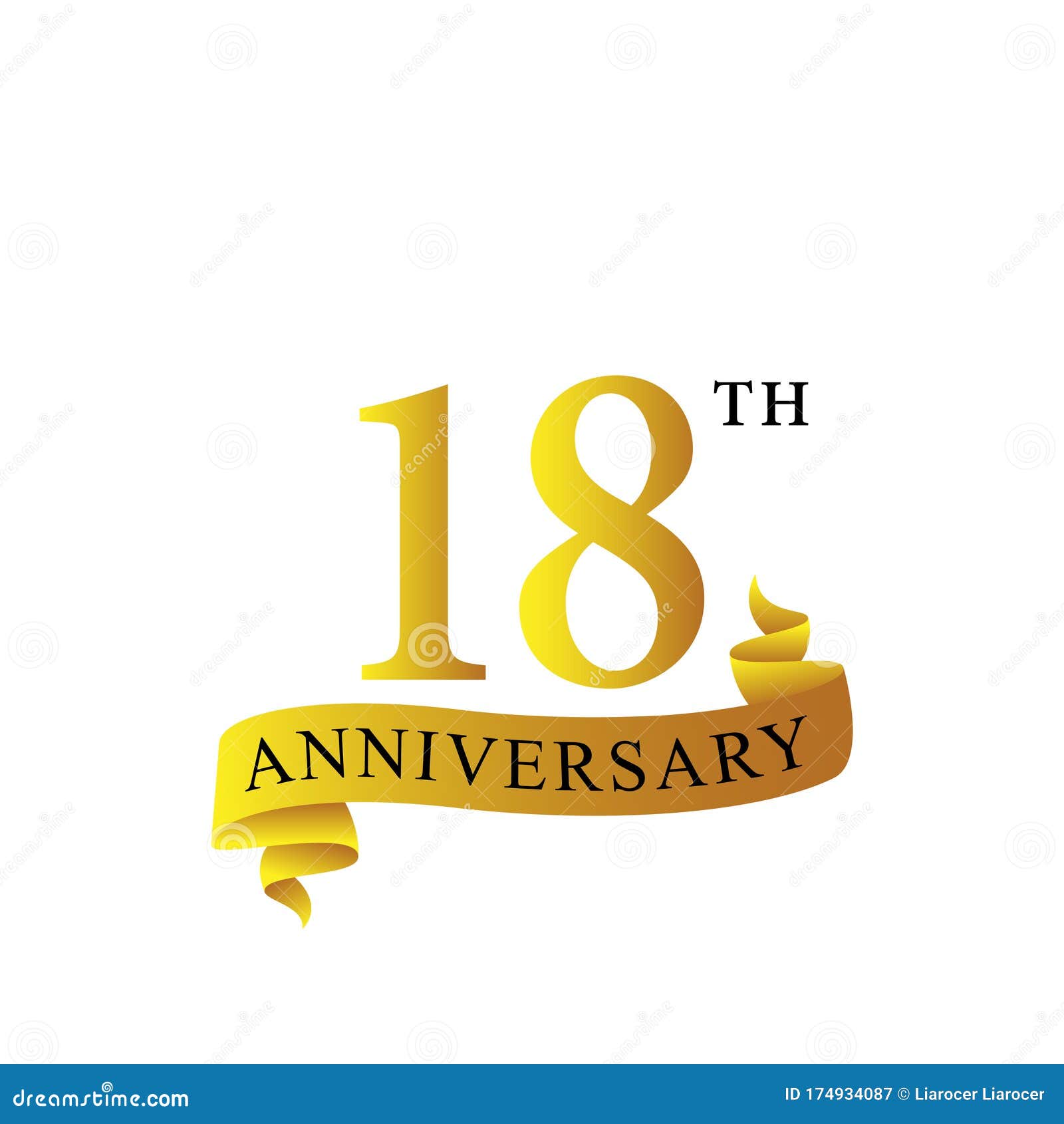 Ribbon Anniversary 18th Years Logo Stock Vector - Illustration of ...