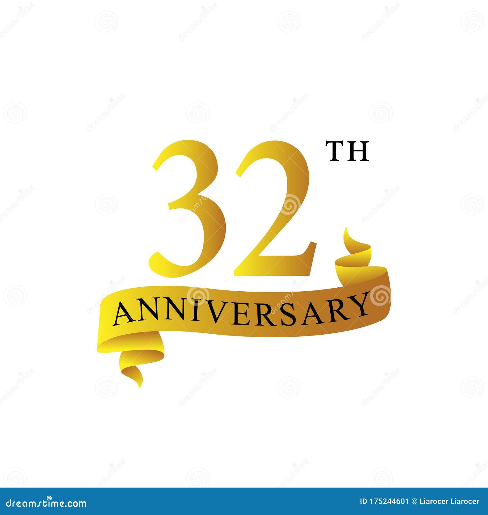 Ribbon Anniversary 32th Years Logo Stock Vector - Illustration of ...