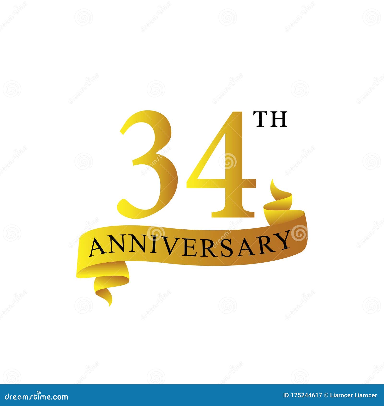 Ribbon Anniversary 34th Years Logo Stock Vector - Illustration of ...
