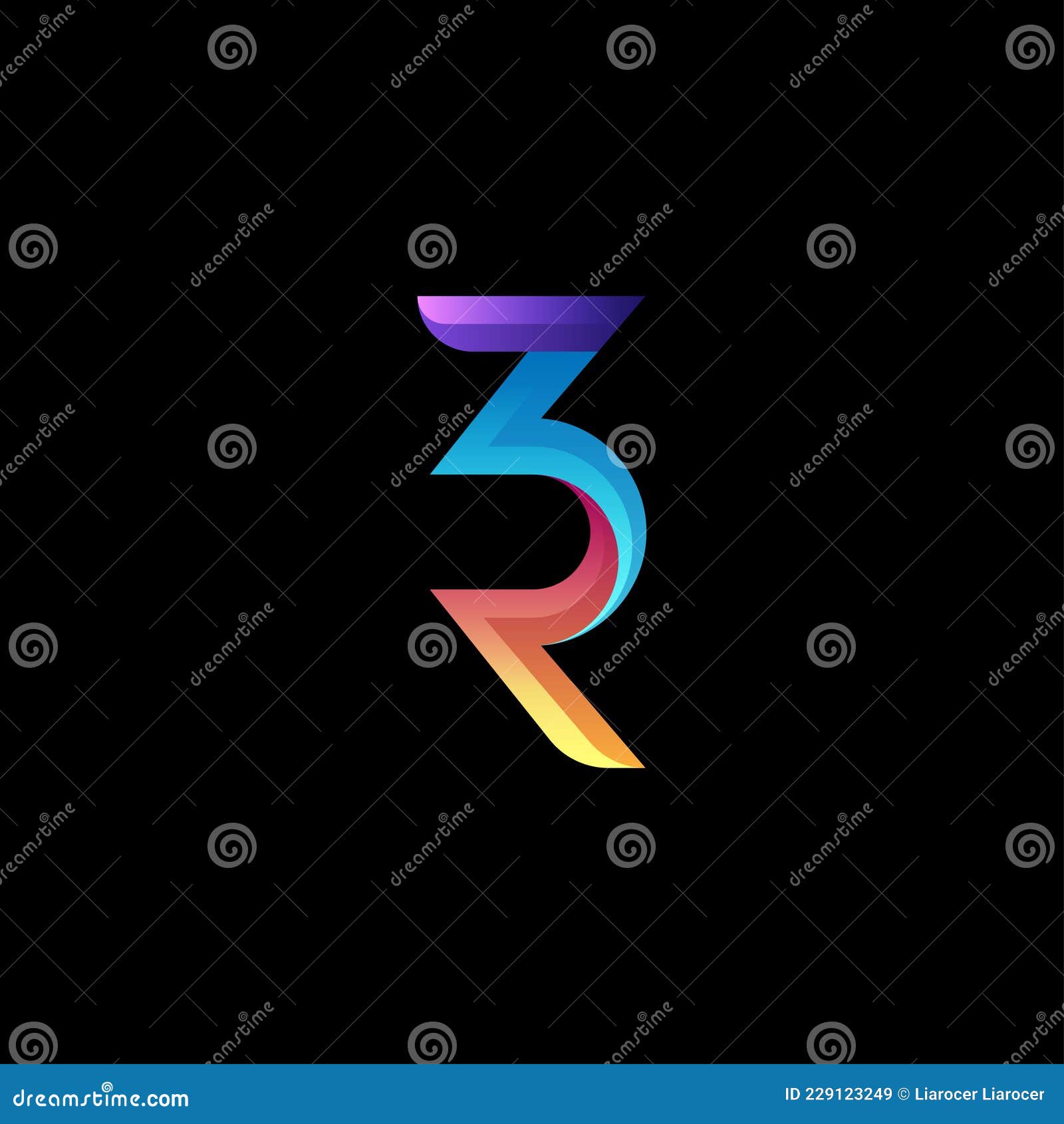 Initial Letter R3 Logo Vector Colorful Stock Vector - Illustration of ...