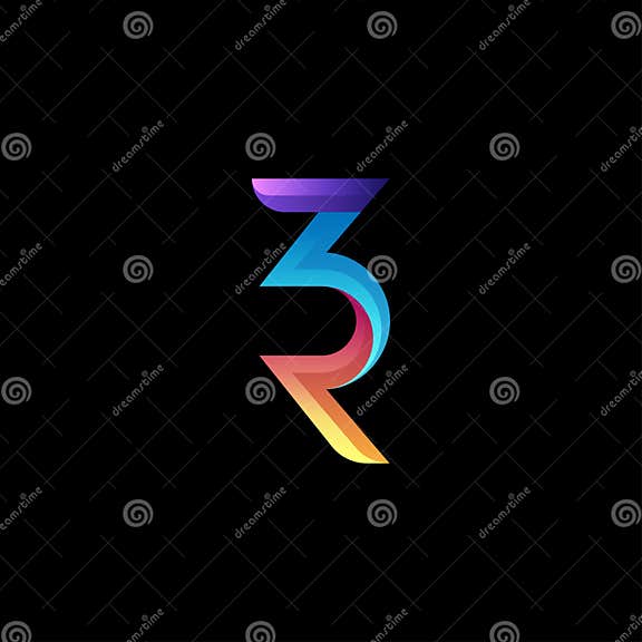 Initial Letter R3 Logo Vector Colorful Stock Vector - Illustration of ...