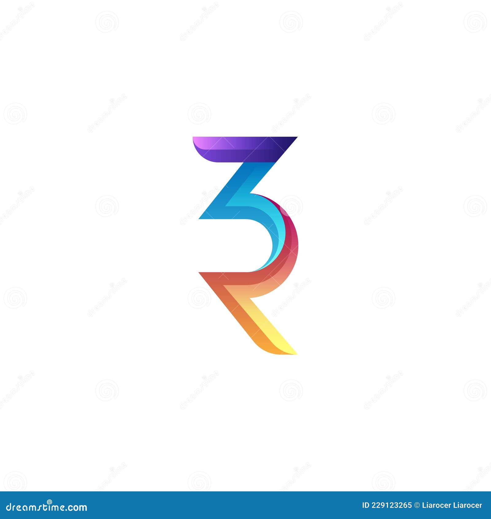 Initial Letter R3 Logo Vector Colorful Stock Vector - Illustration of ...