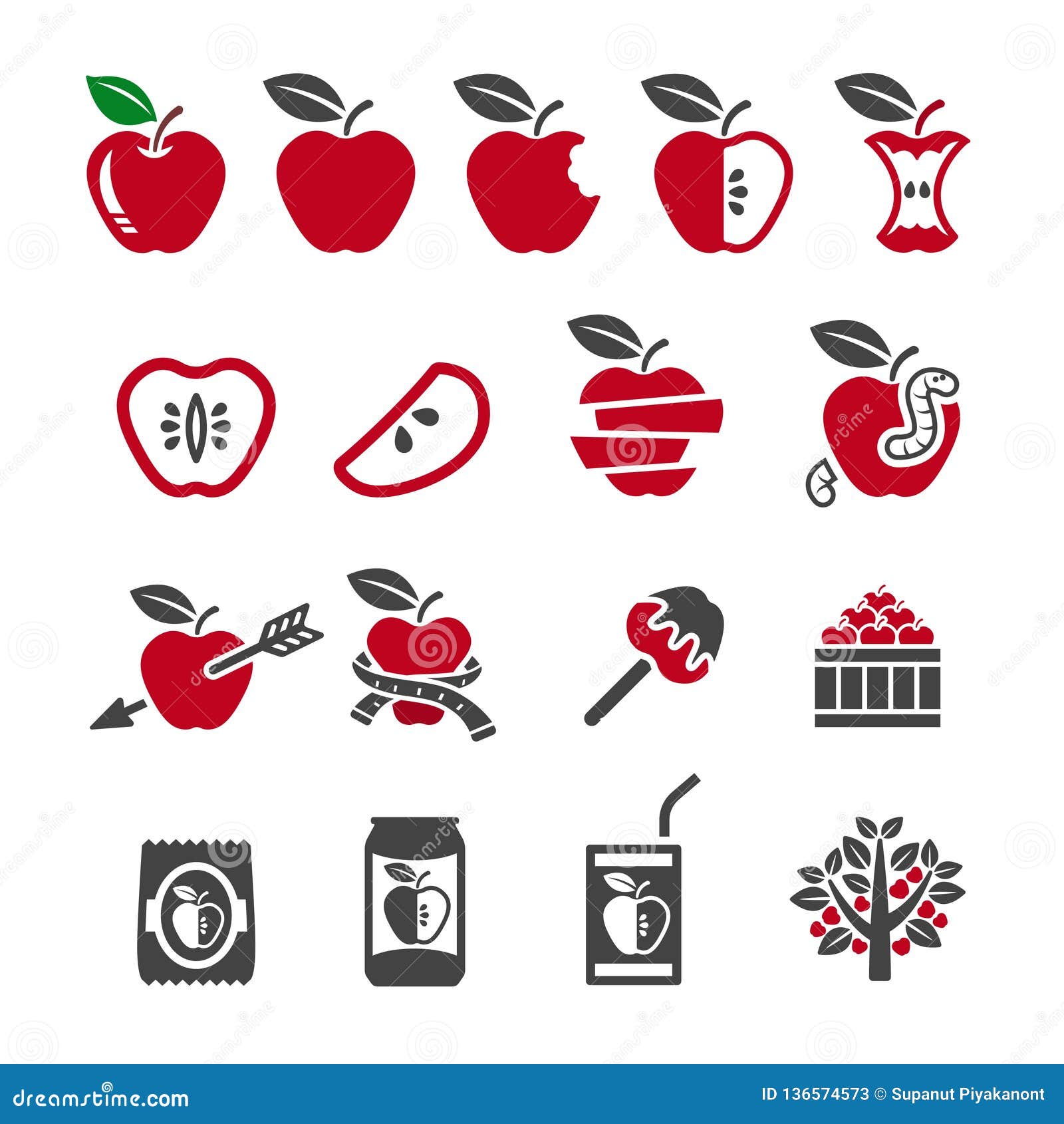 Apple icon set stock vector. Illustration of portion - 136574573