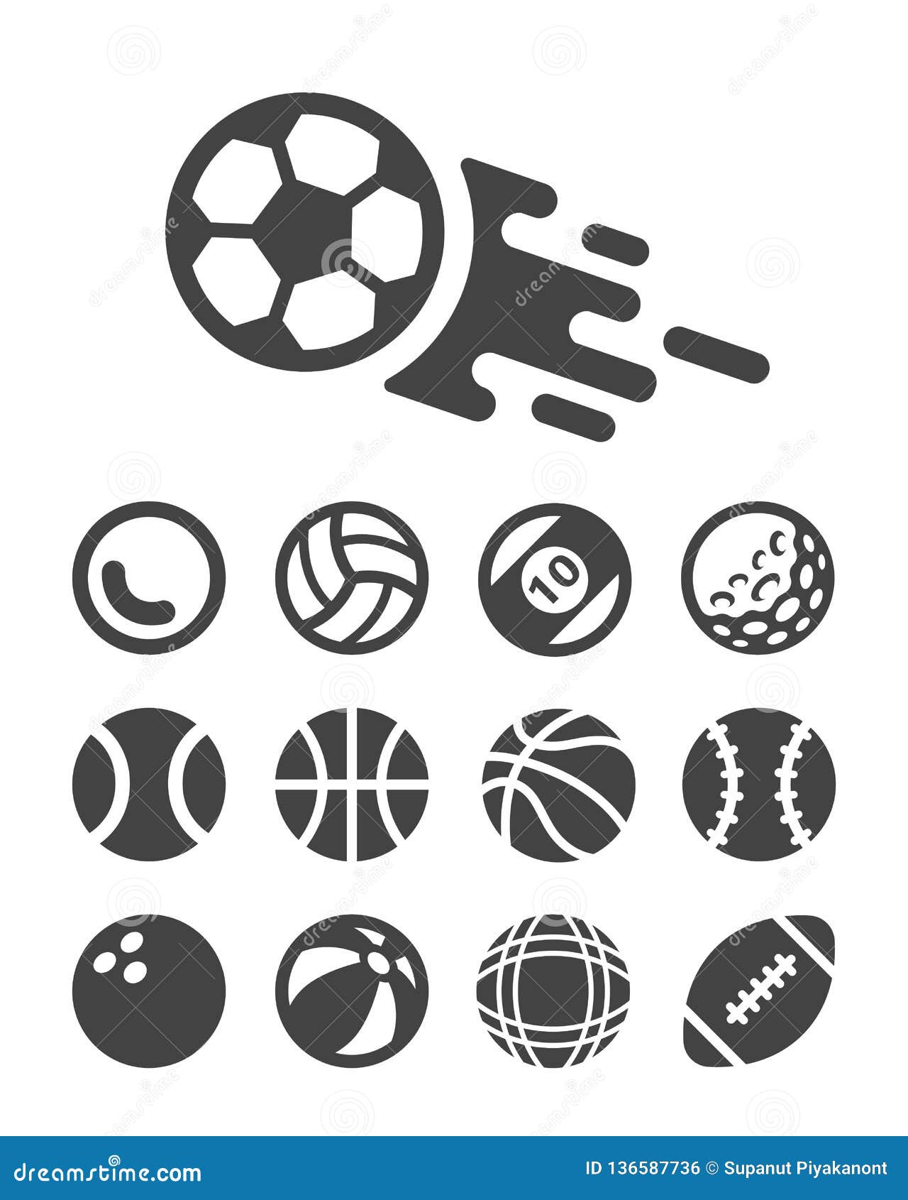 Ball icon set stock vector. Illustration of table, icon - 136587736