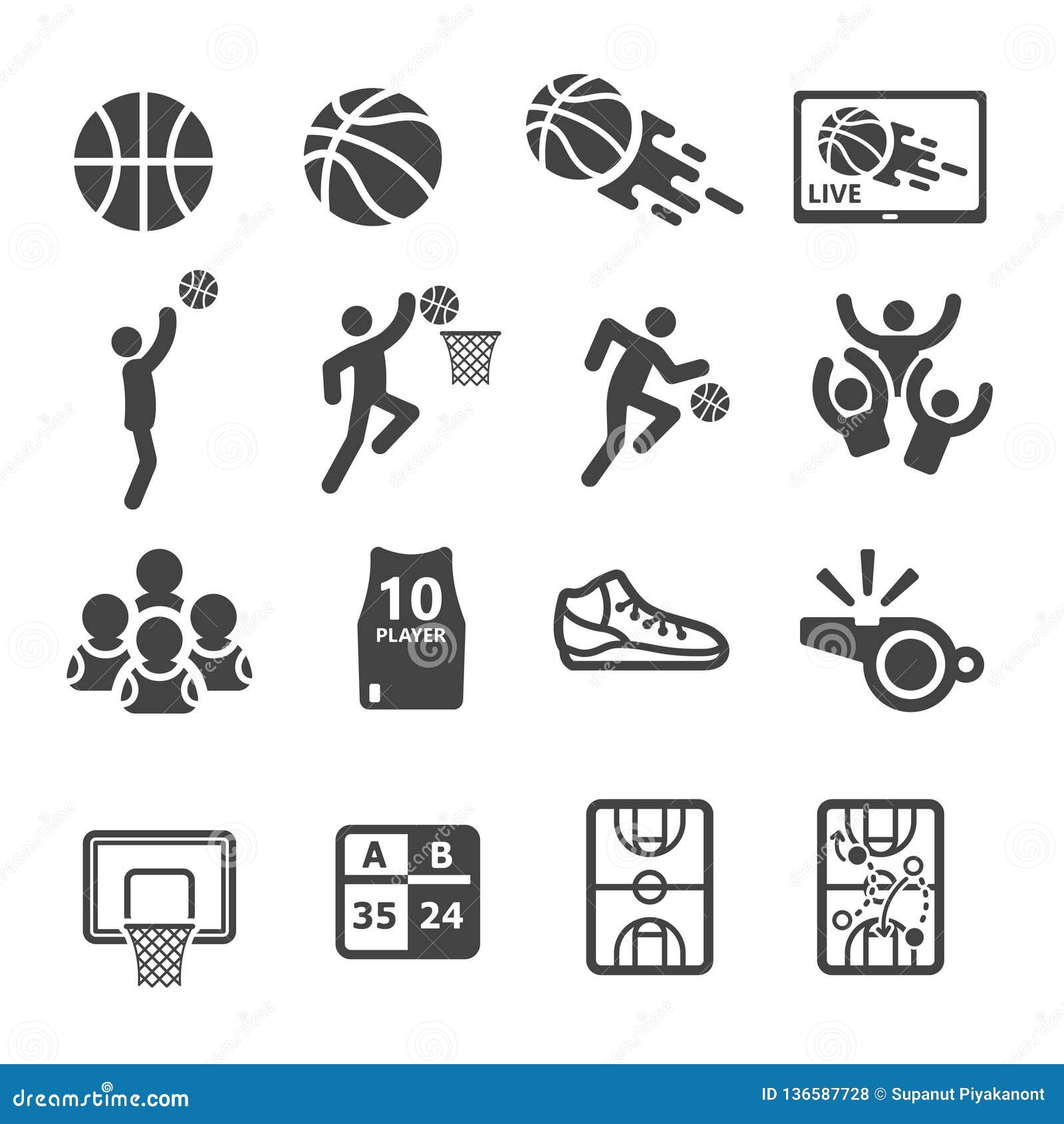 Basketball icon set stock vector. Illustration of winner - 136587728