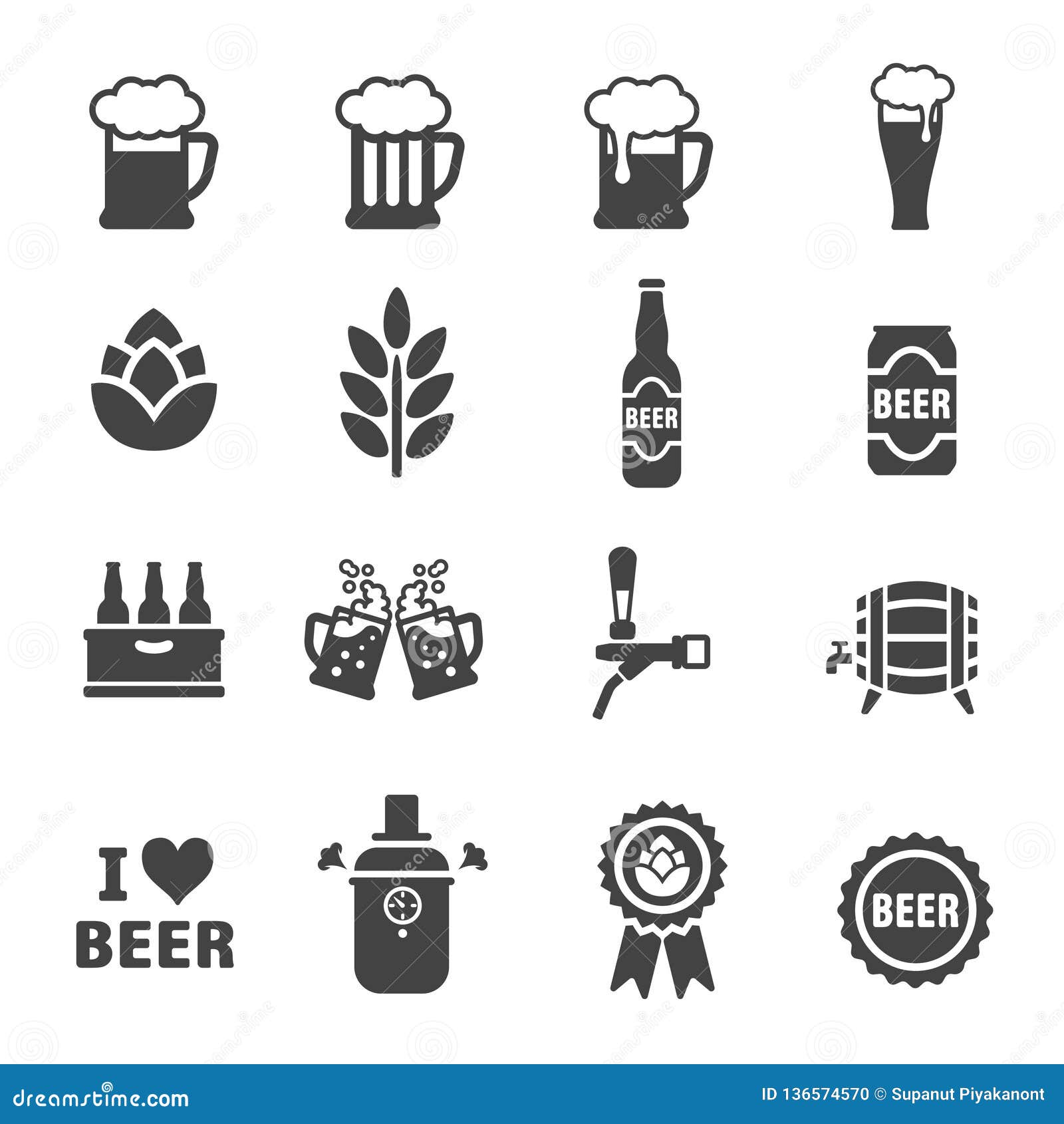 Beer Icon Chalkboard Set - Labels, Posters, Signs, Banners, Vector ...