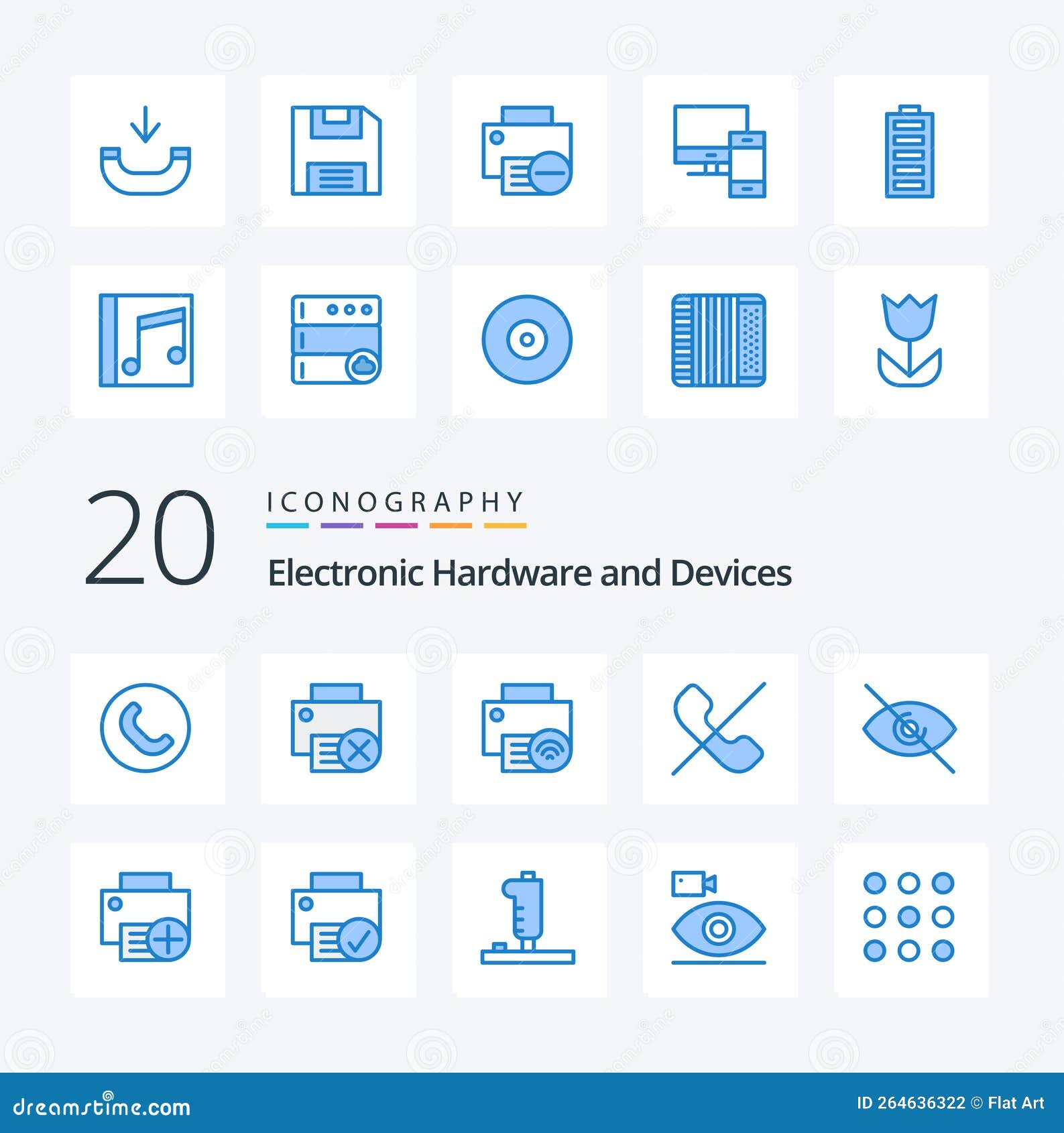 20 Devices Blue Color Icon Pack Like Phone Deny Save Call Hardware ...