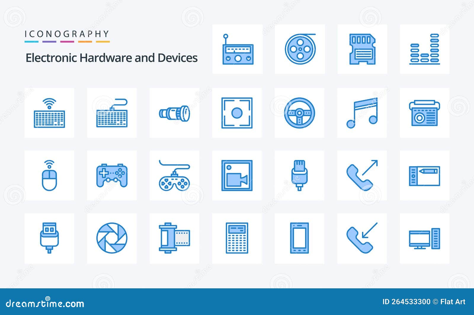 25 Devices Blue icon pack stock vector. Illustration of focus - 264533300
