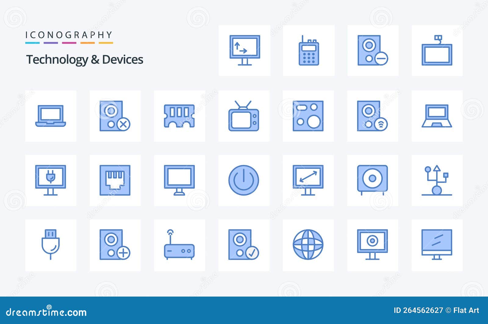 25 Devices Blue icon pack stock vector. Illustration of communication ...