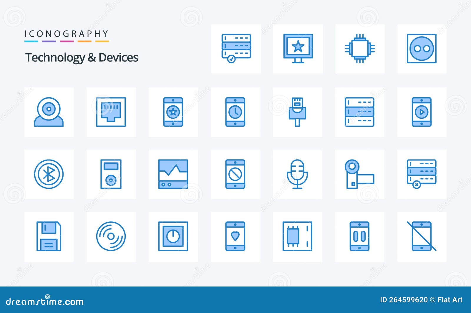 25 Devices Blue icon pack stock vector. Illustration of network - 264599620