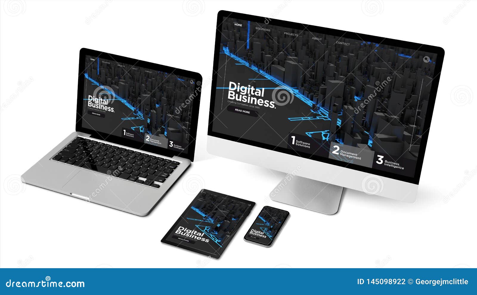 Devices Collection Showing Digital Business Stock Illustration ...