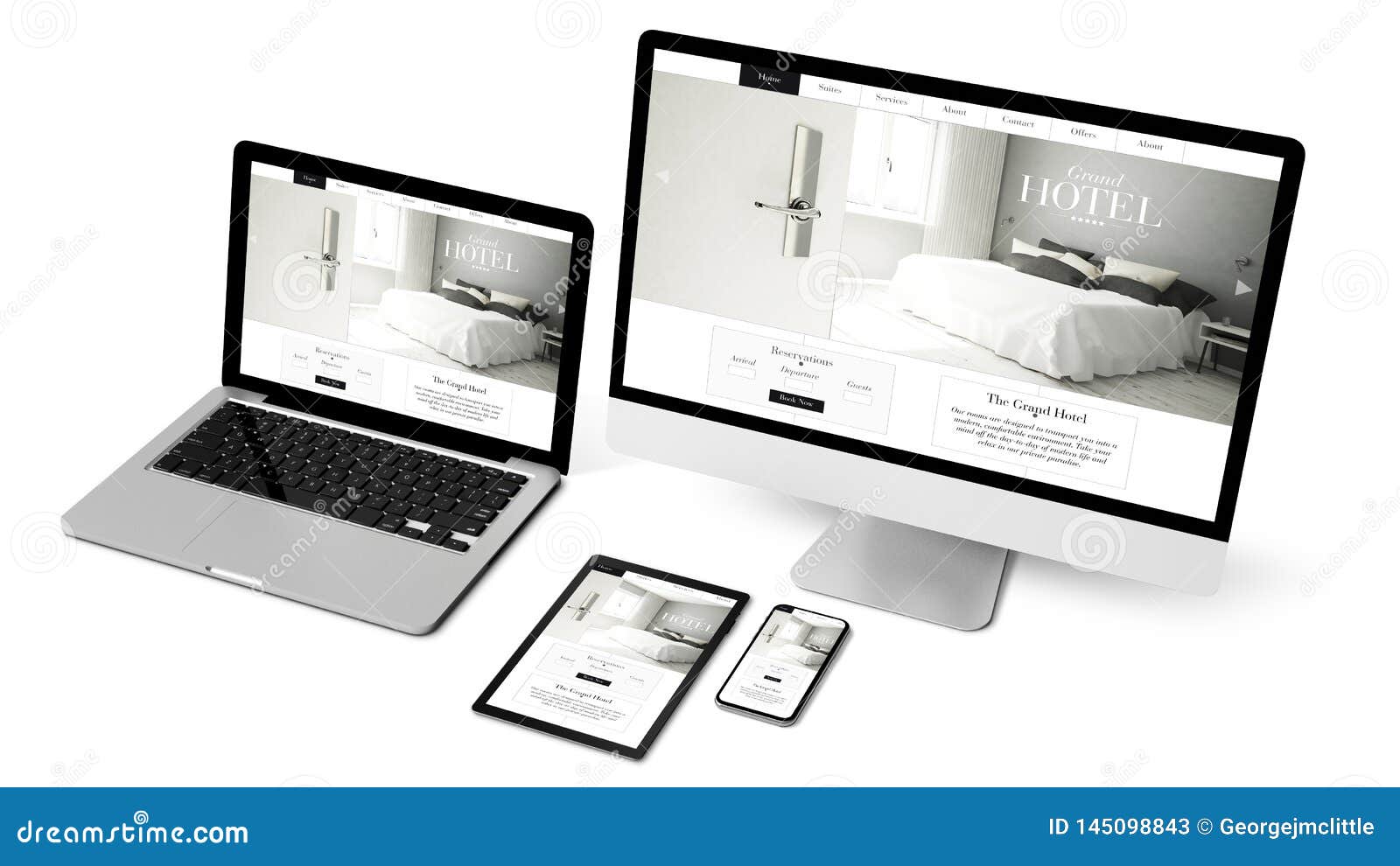 Devices Collection Showing Grand Hotel Website Stock Illustration ...