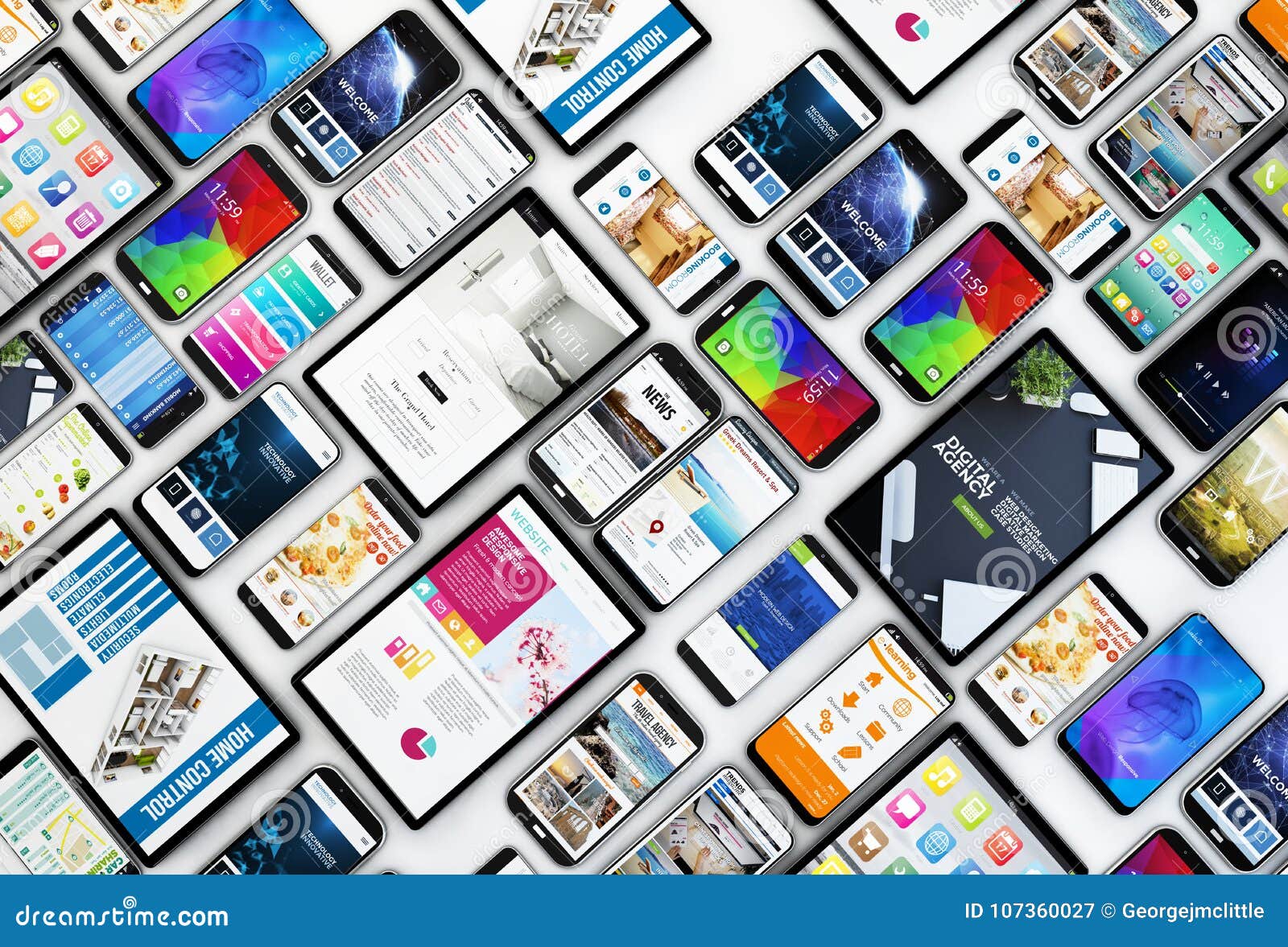 Devices Collection Top View Stock Illustration - Illustration of ...