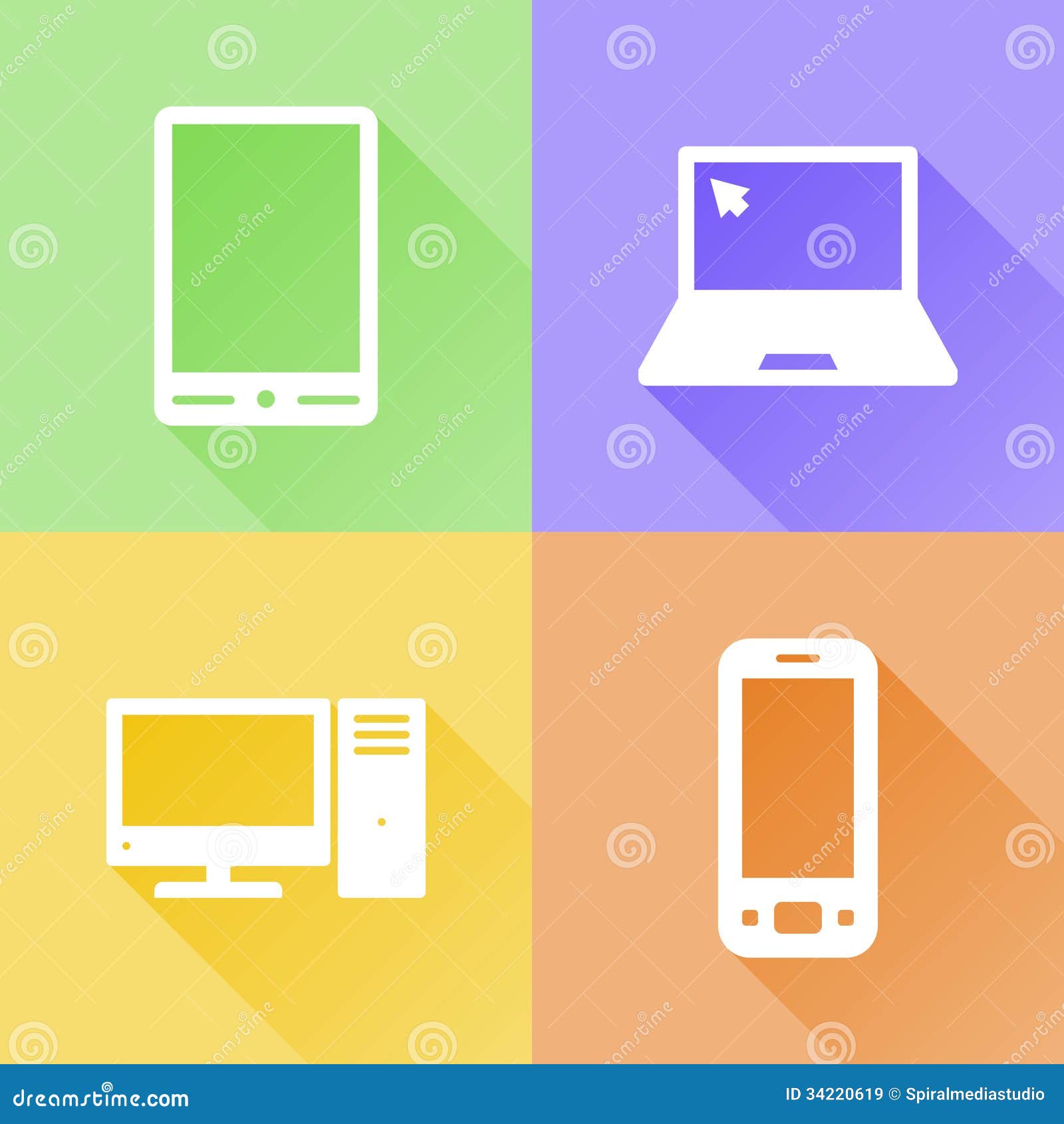 Devices Colorful Flat Icons Stock Vector - Illustration of computer ...