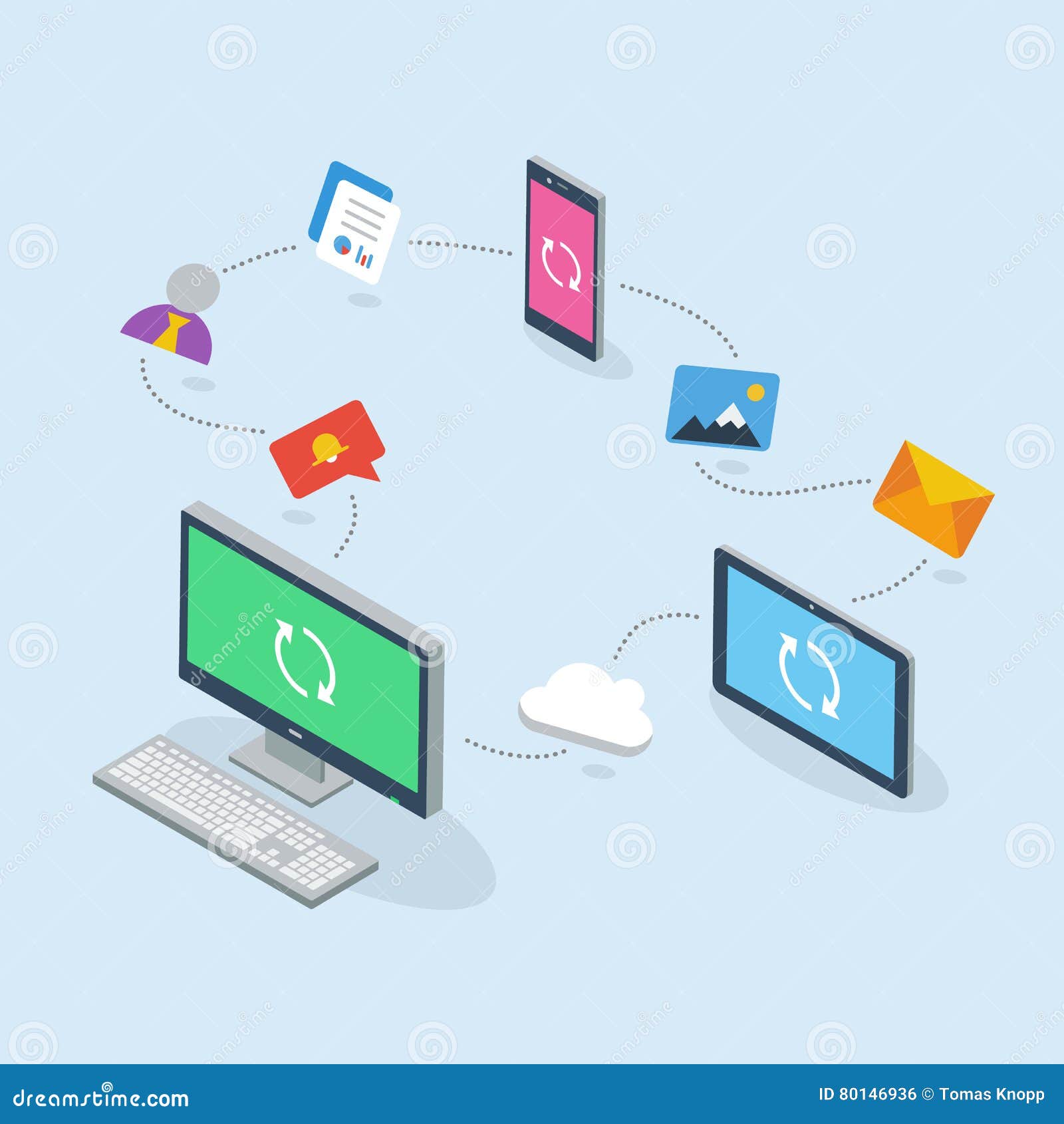 Devices communication stock illustration. Illustration of notebook ...