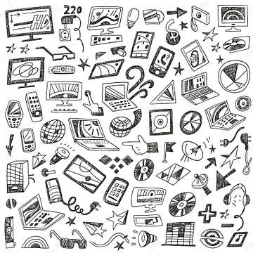Devices , Computers - Doodles Set Stock Vector - Illustration of mobile ...