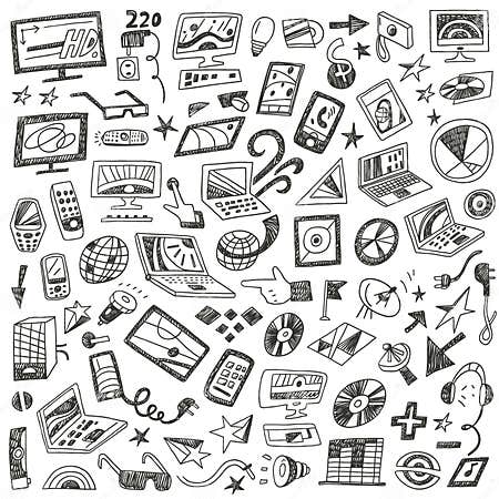 Devices , Computers - Doodles Set Stock Vector - Illustration of mobile ...
