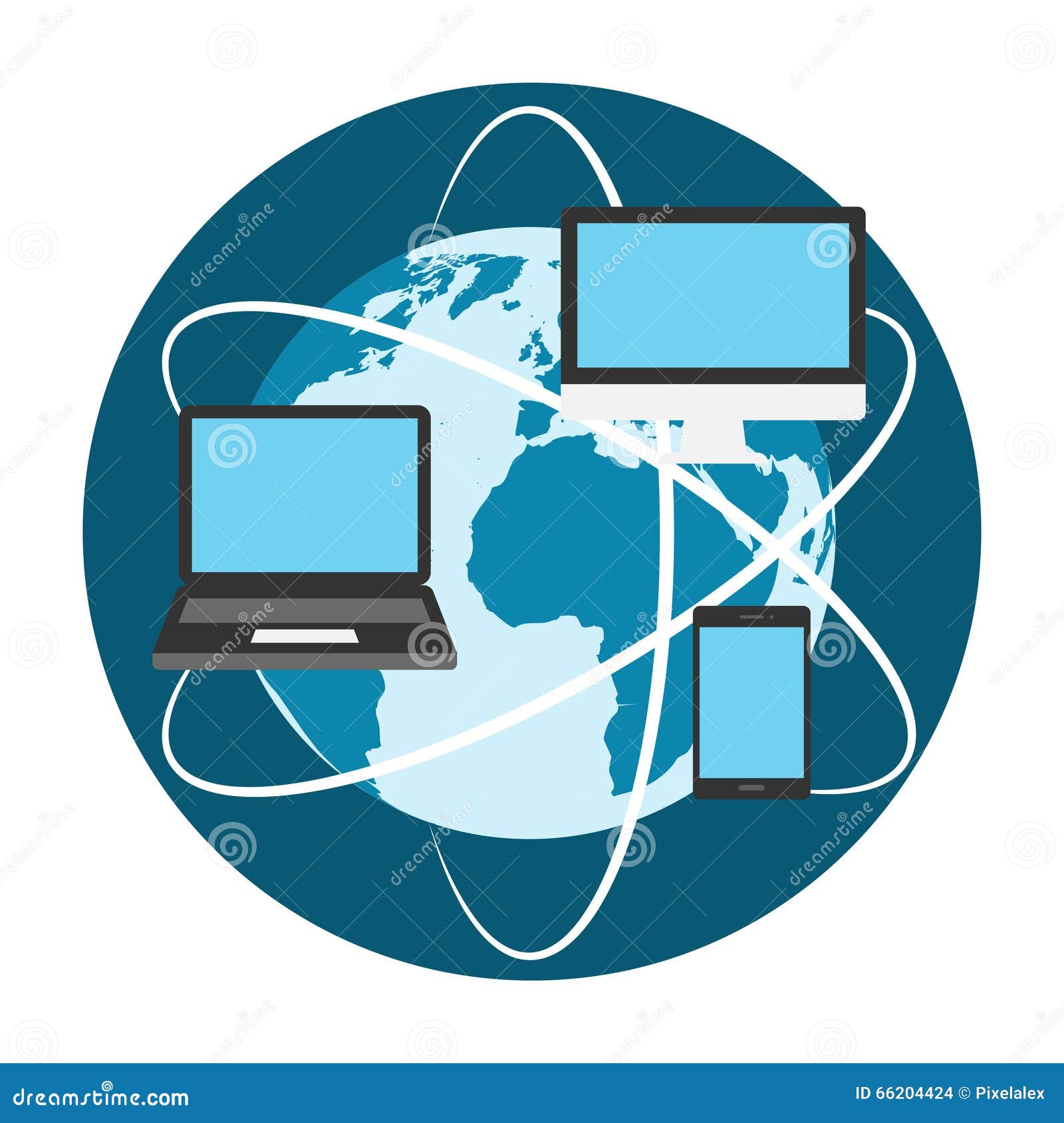 Devices Conect to Internet stock vector. Illustration of globe - 66204424