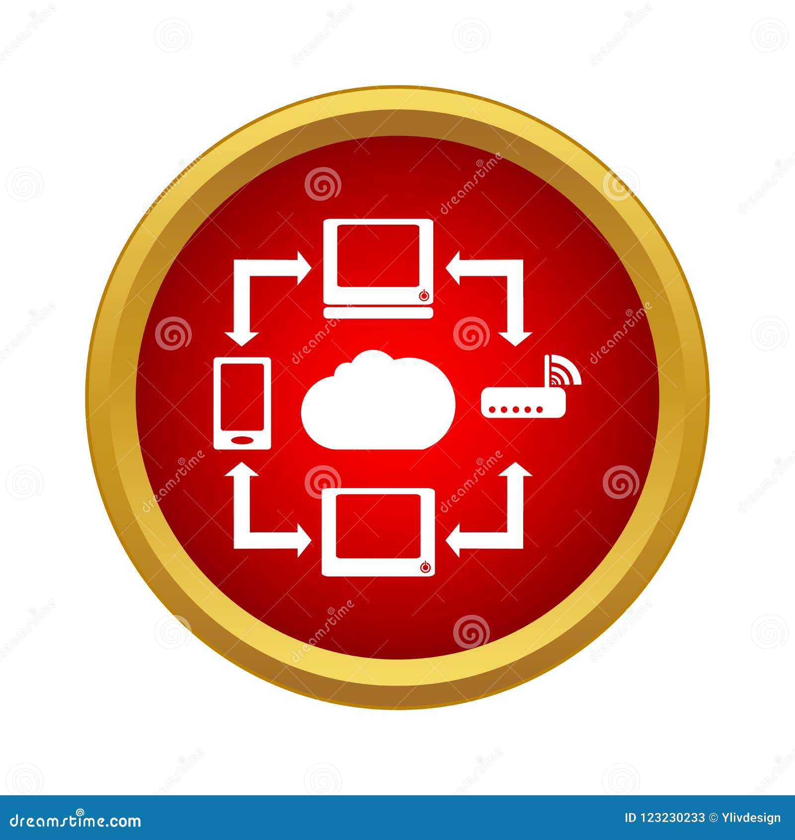 Devices Connected To the Cloud Icon, Simple Style Stock Illustration ...