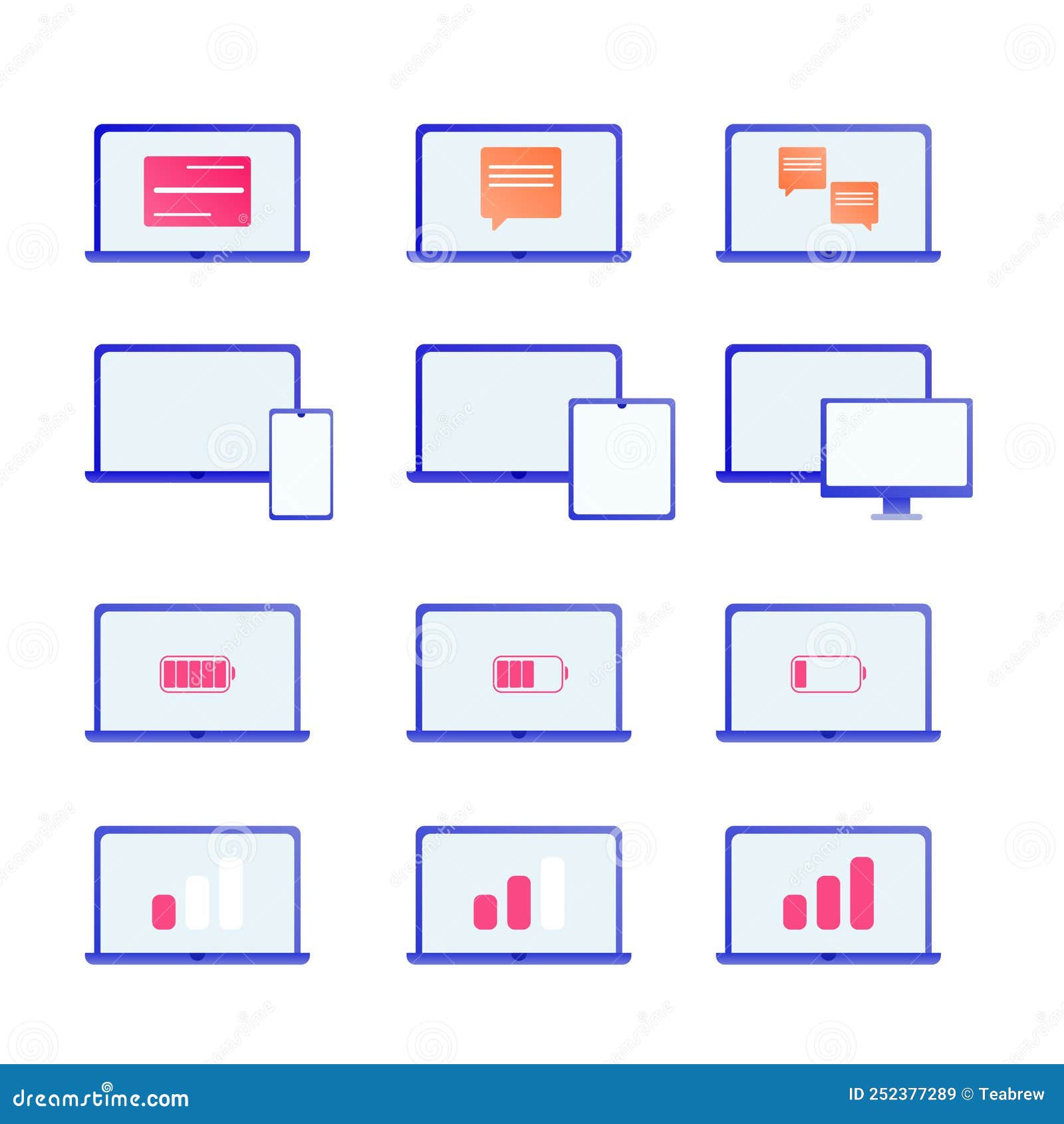 Laptop. Vector icon set stock vector. Illustration of cell - 252377289