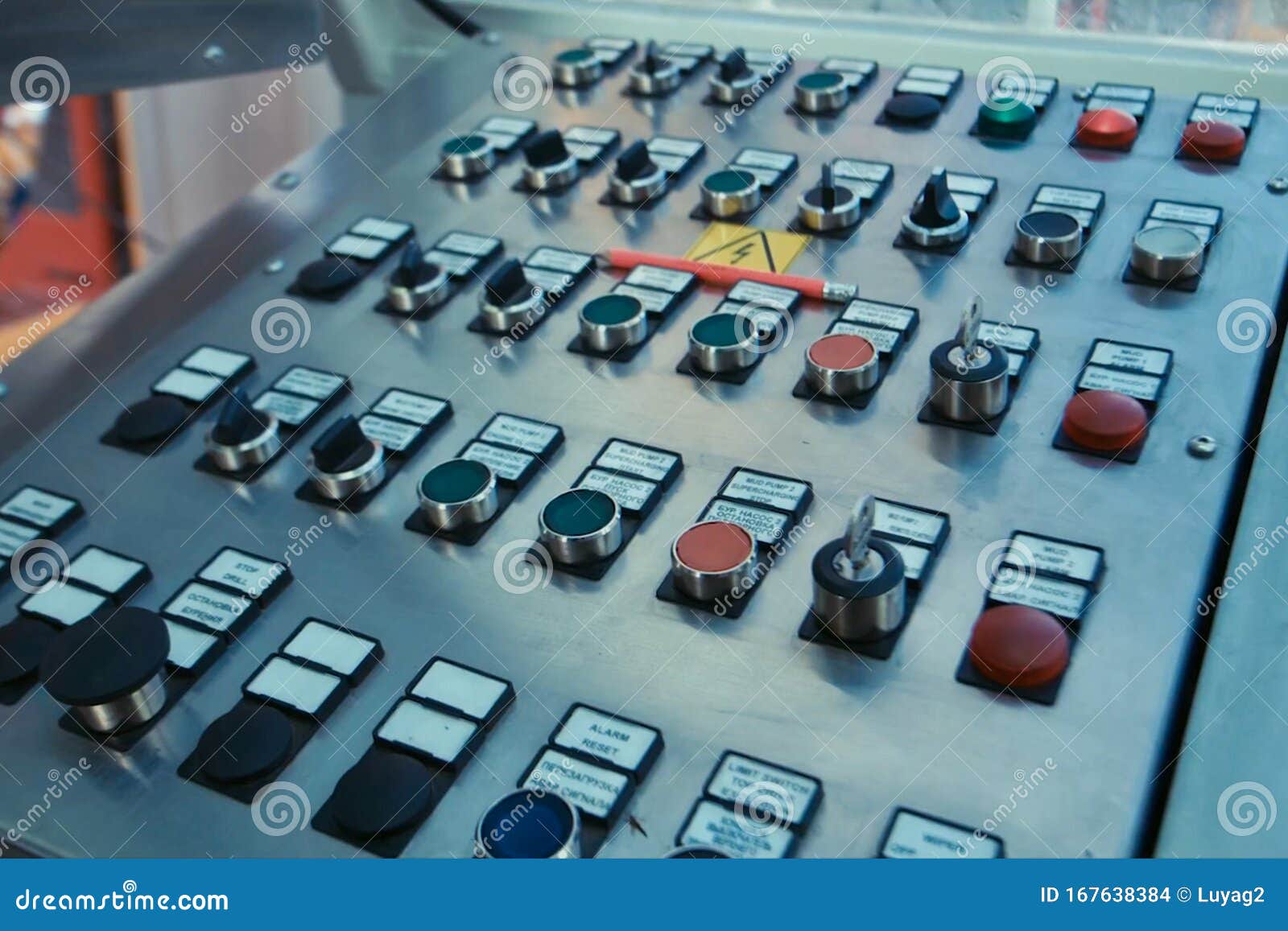 Devices on the Control Panel of Drilling Platform. Buttons and M Stock ...