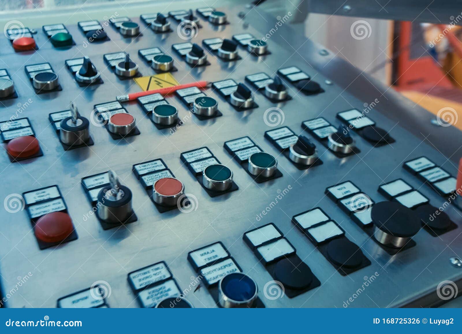 Devices on the Control Panel of Drilling Platform. Buttons and M Stock ...