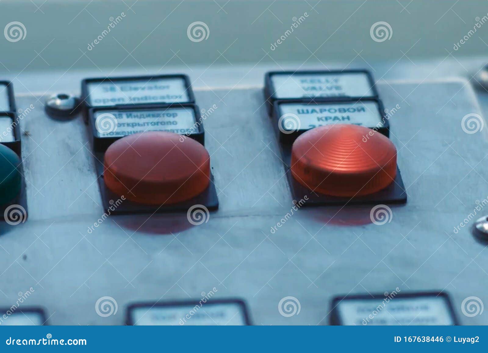 Devices on the Control Panel of Drilling Platform. Buttons and M Stock ...