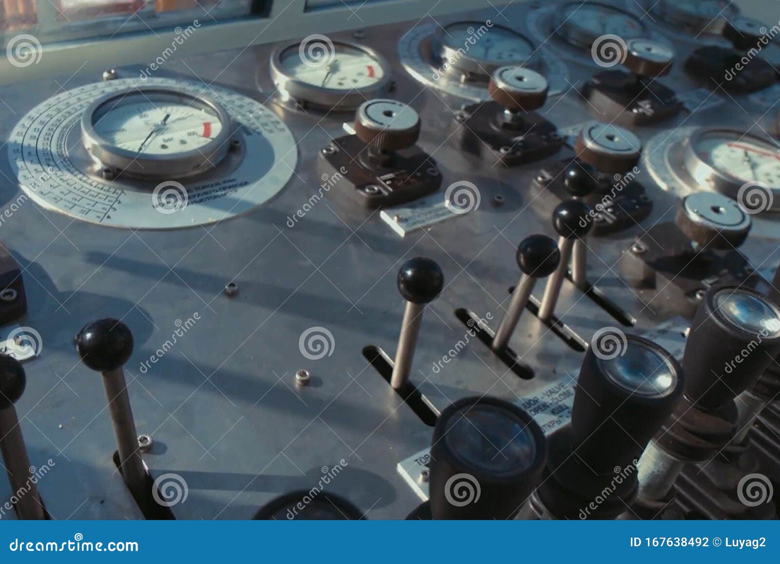 Devices on the Control Panel of Drilling Platform. Buttons and M Stock ...