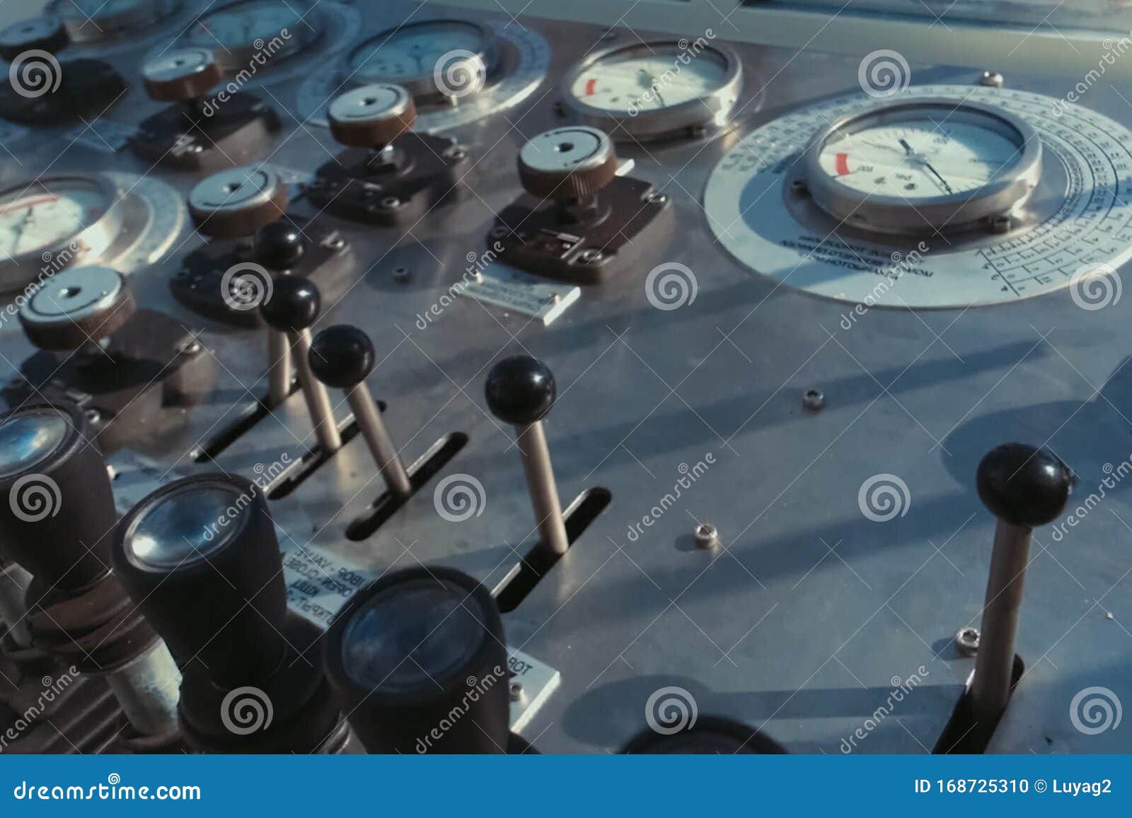 Devices on the Control Panel of Drilling Platform. Buttons and M Stock ...