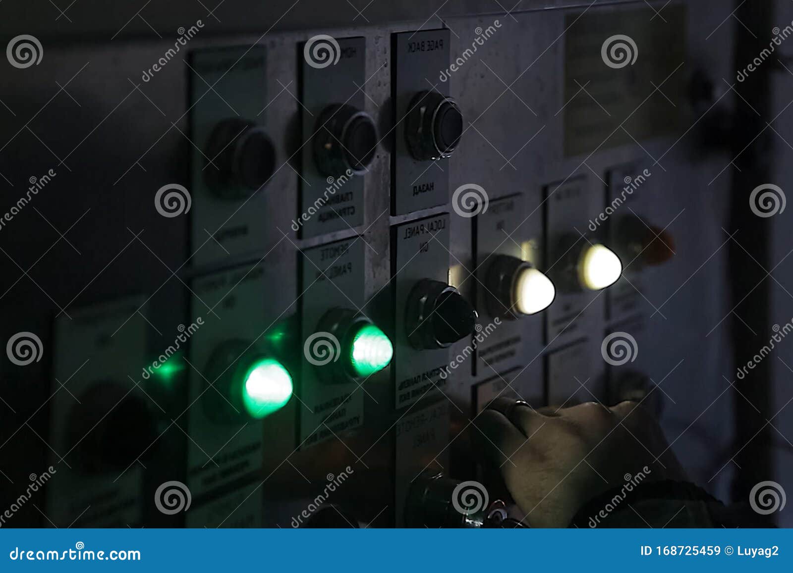Devices on the Control Panel of Drilling Platform. Buttons and M Stock ...
