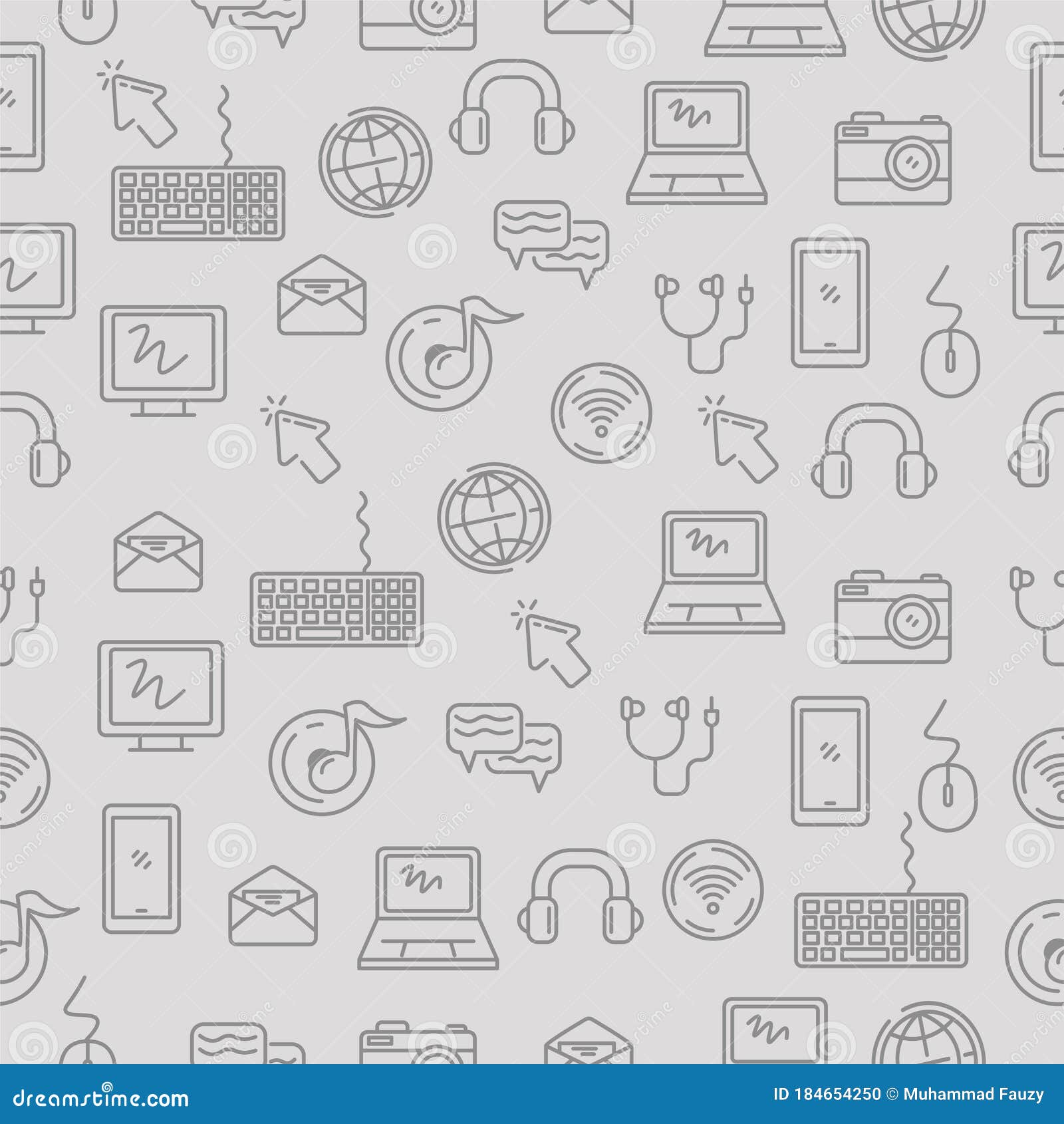 Devices Doodle Seamless Pattern for Background Stock Vector ...