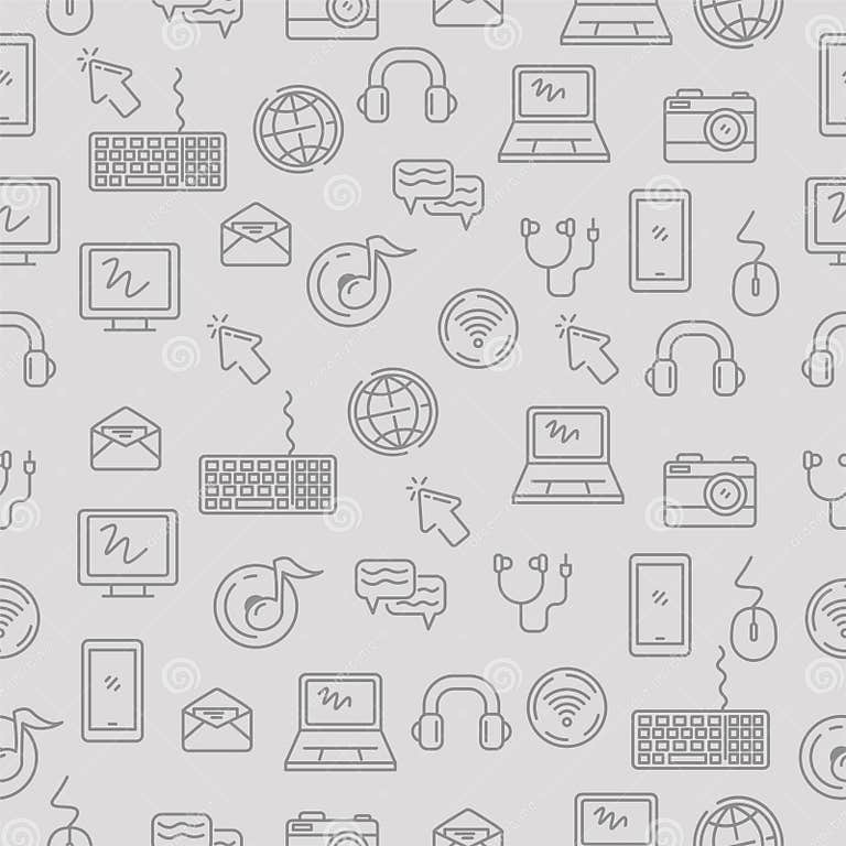 Devices Doodle Seamless Pattern for Background Stock Vector ...