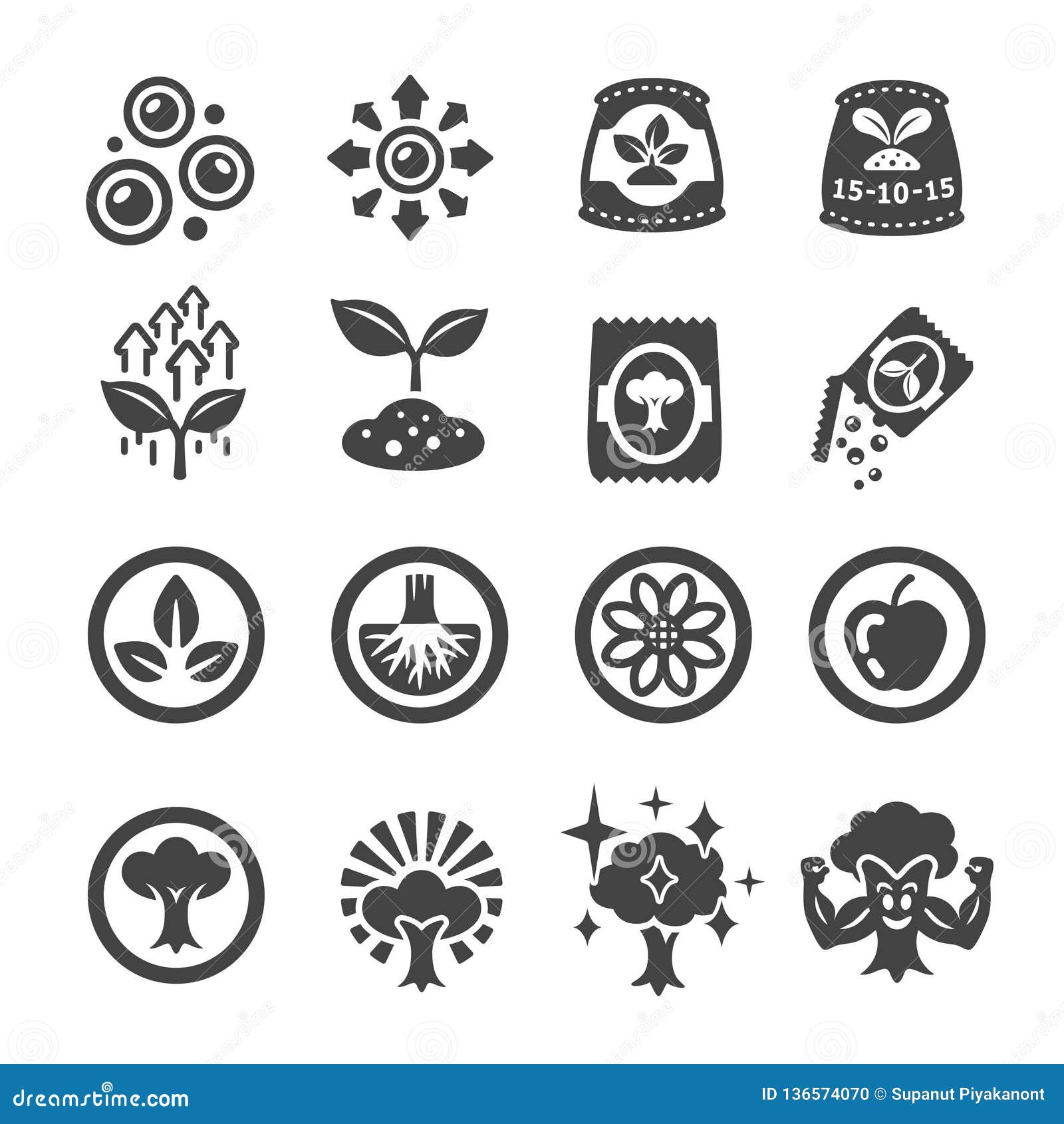 Fertilizer icon set stock vector. Illustration of grow - 136574070