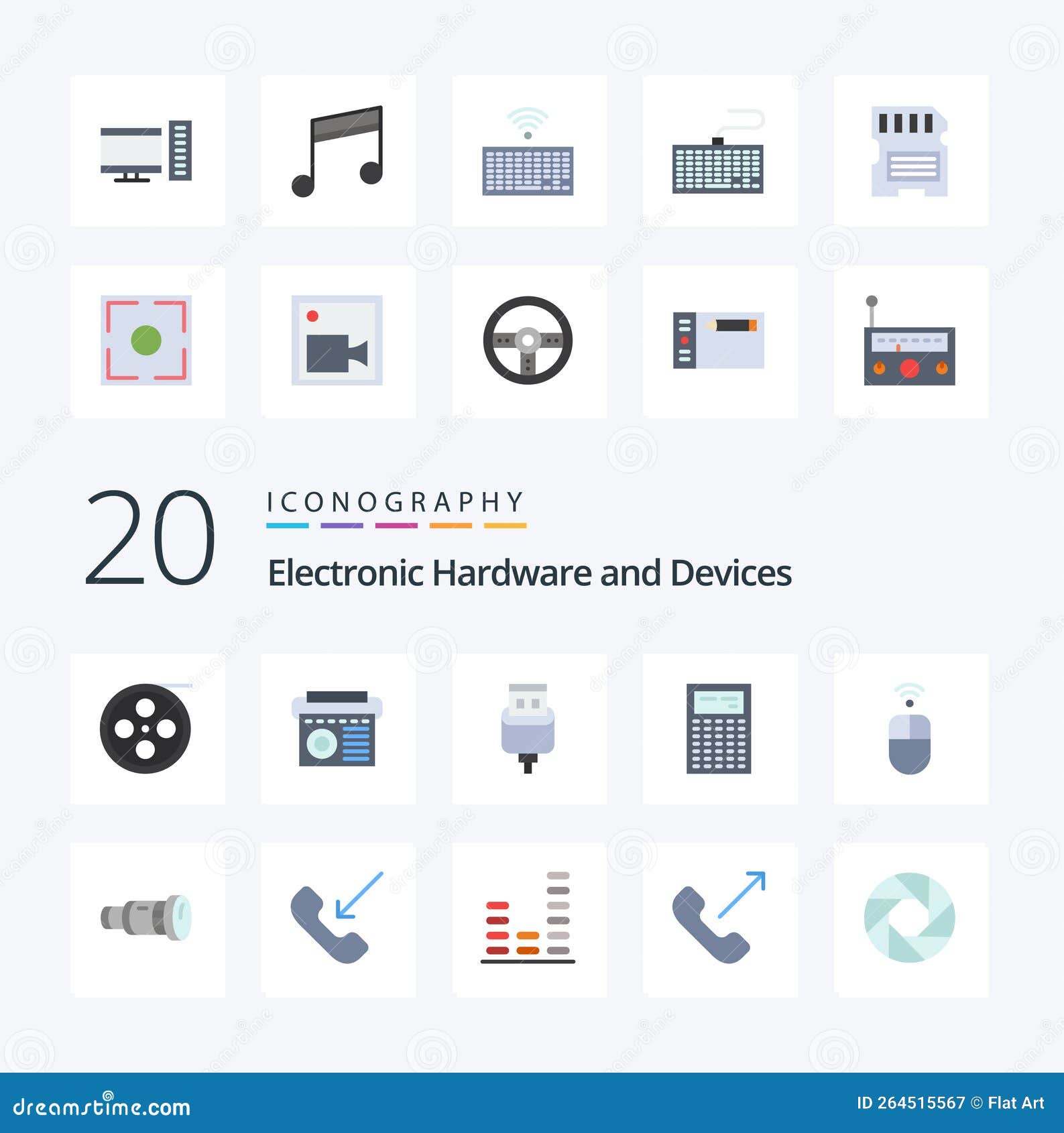 20 Devices Flat Color Icon Pack Like Hardware Type Album Keys Hardware ...