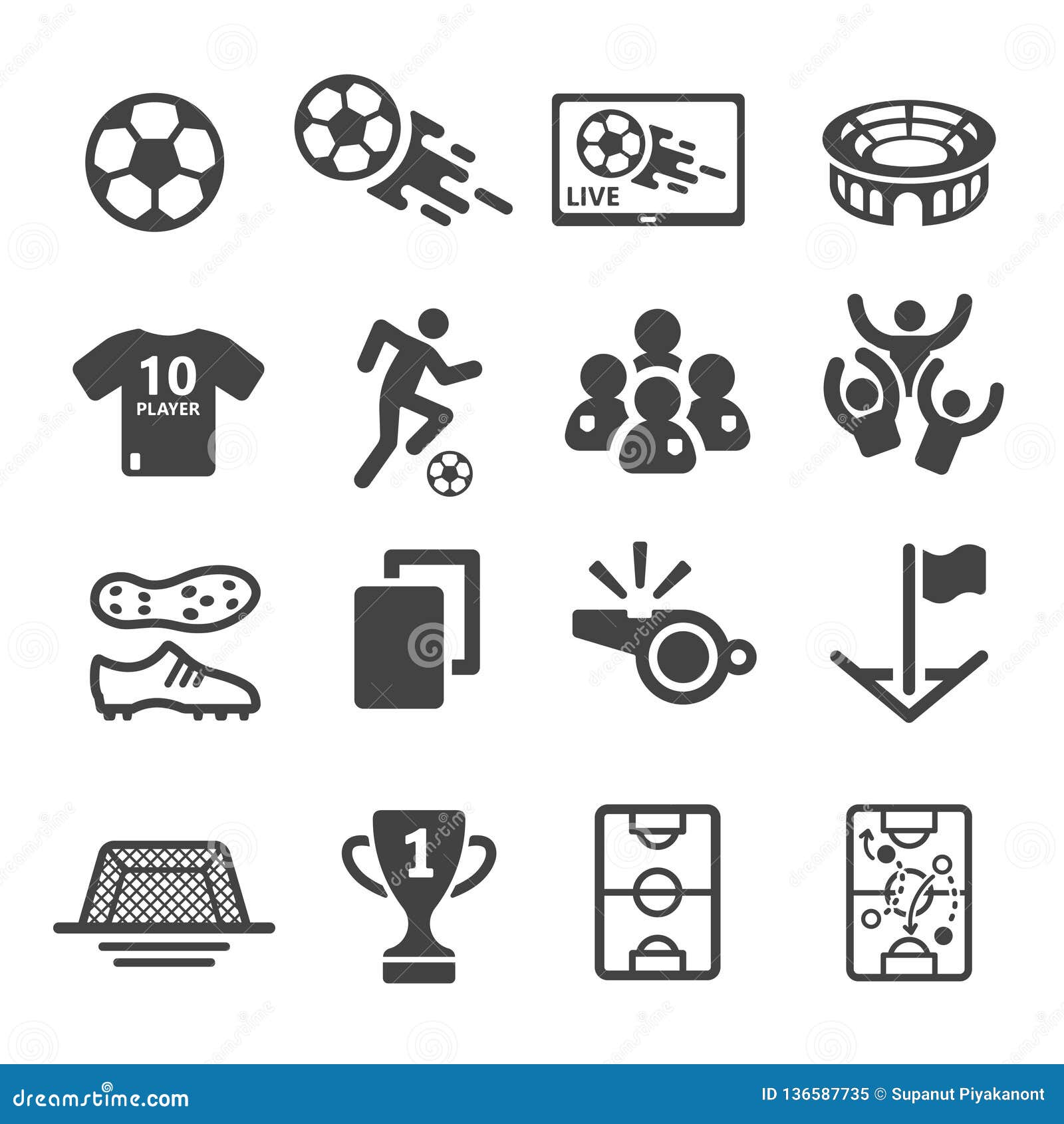 Football and Soccer Icon Set Stock Vector - Illustration of football ...