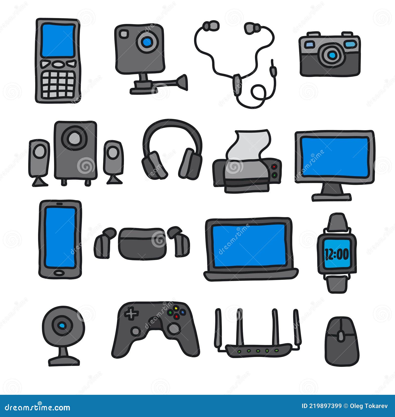 Devices and gadgets icons stock vector. Illustration of flat - 219897399