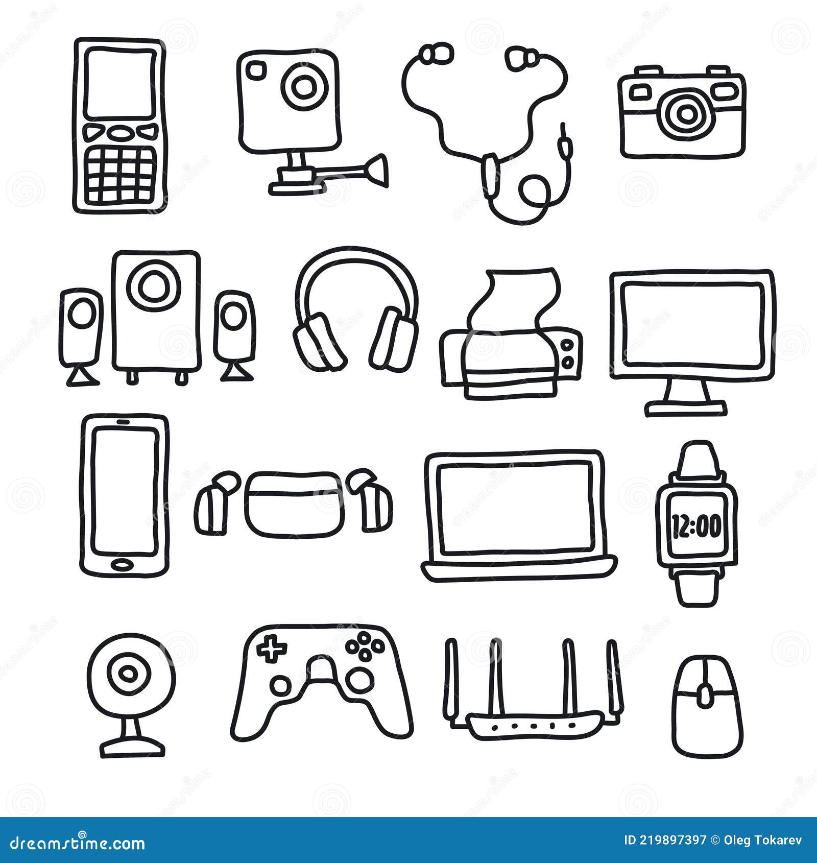 Devices and gadgets icons stock vector. Illustration of appliances ...