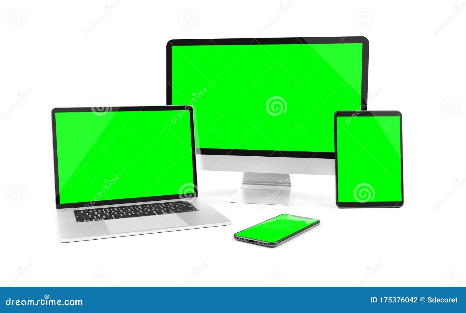 Devices Isolated on White Background 3D Rendering Stock Illustration ...