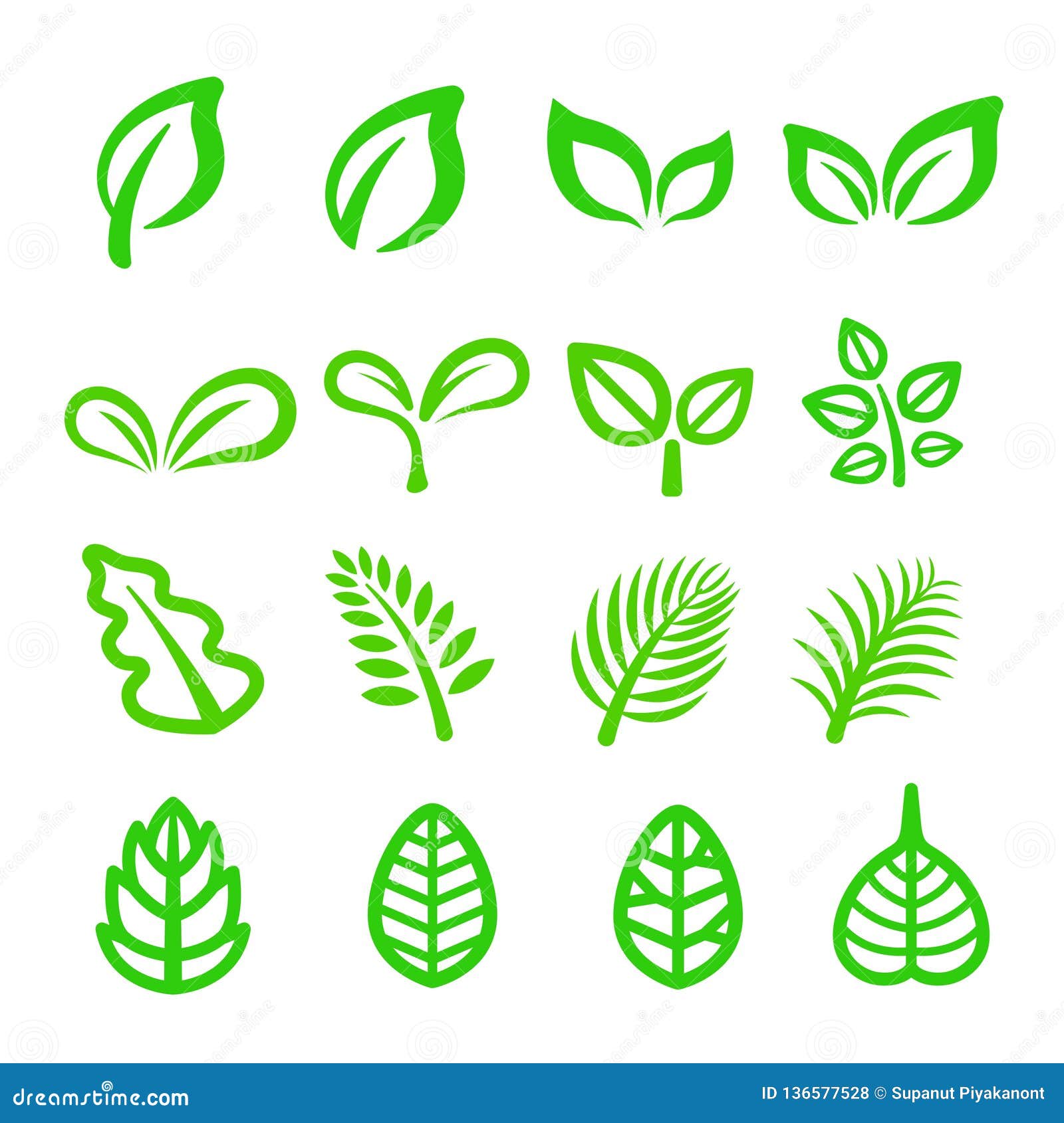 Leaf line icon set stock vector. Illustration of leave - 136577528
