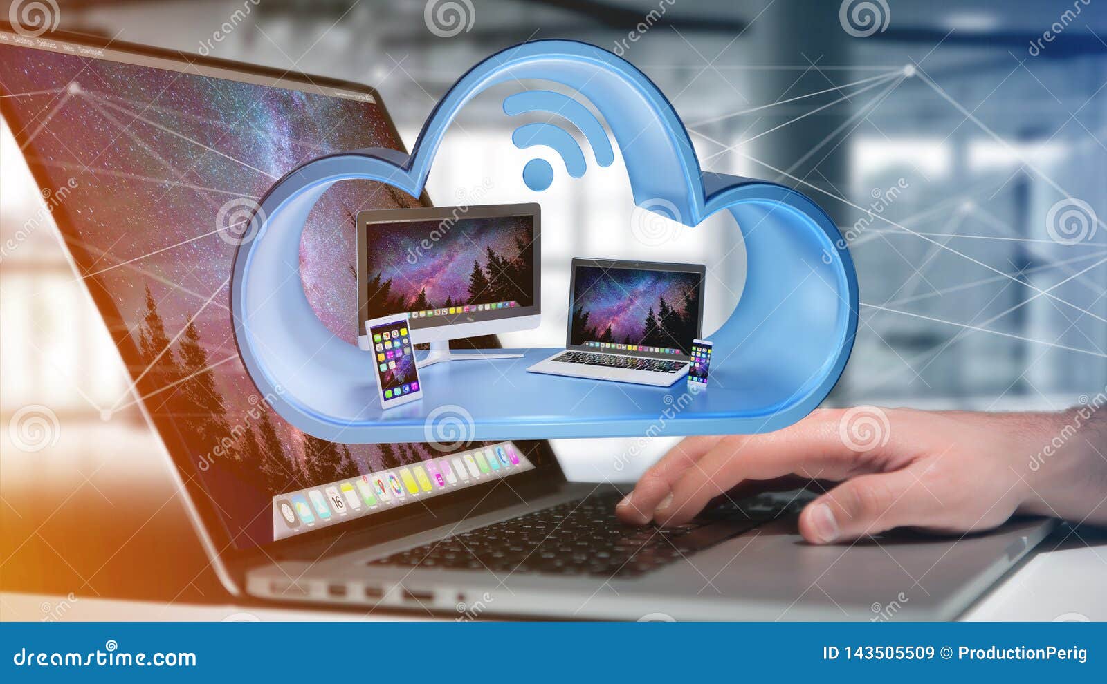 Devices Like Smartphone, Tablet or Computer Displayed in a Cloud- 3d ...