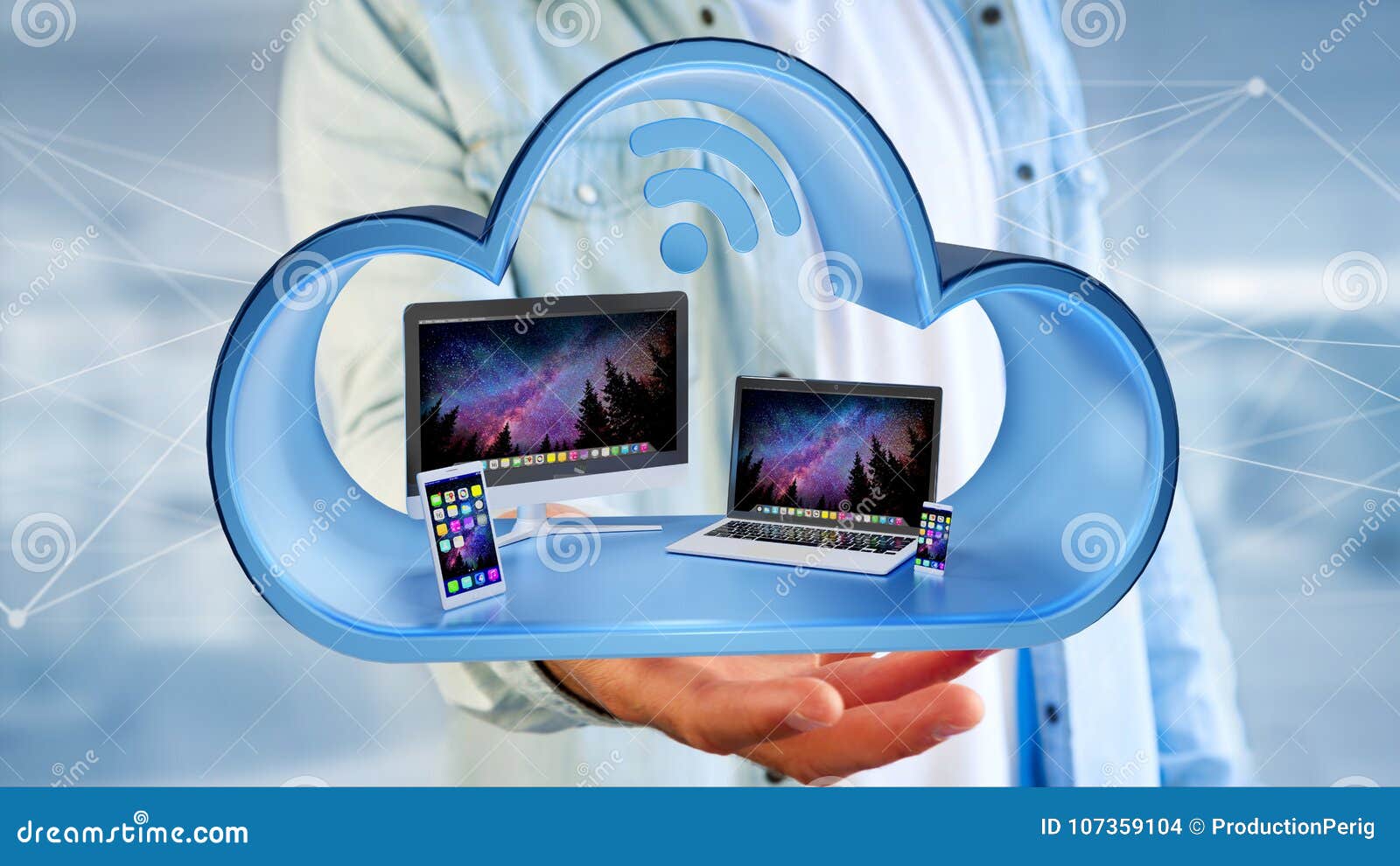 Devices Like Smartphone, Tablet or Computer Displayed in a Cloud Stock ...