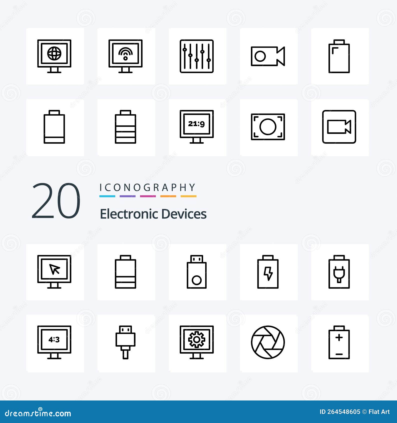 20 Devices Line Icon Pack Like Devices Electric Devices Battery Record ...