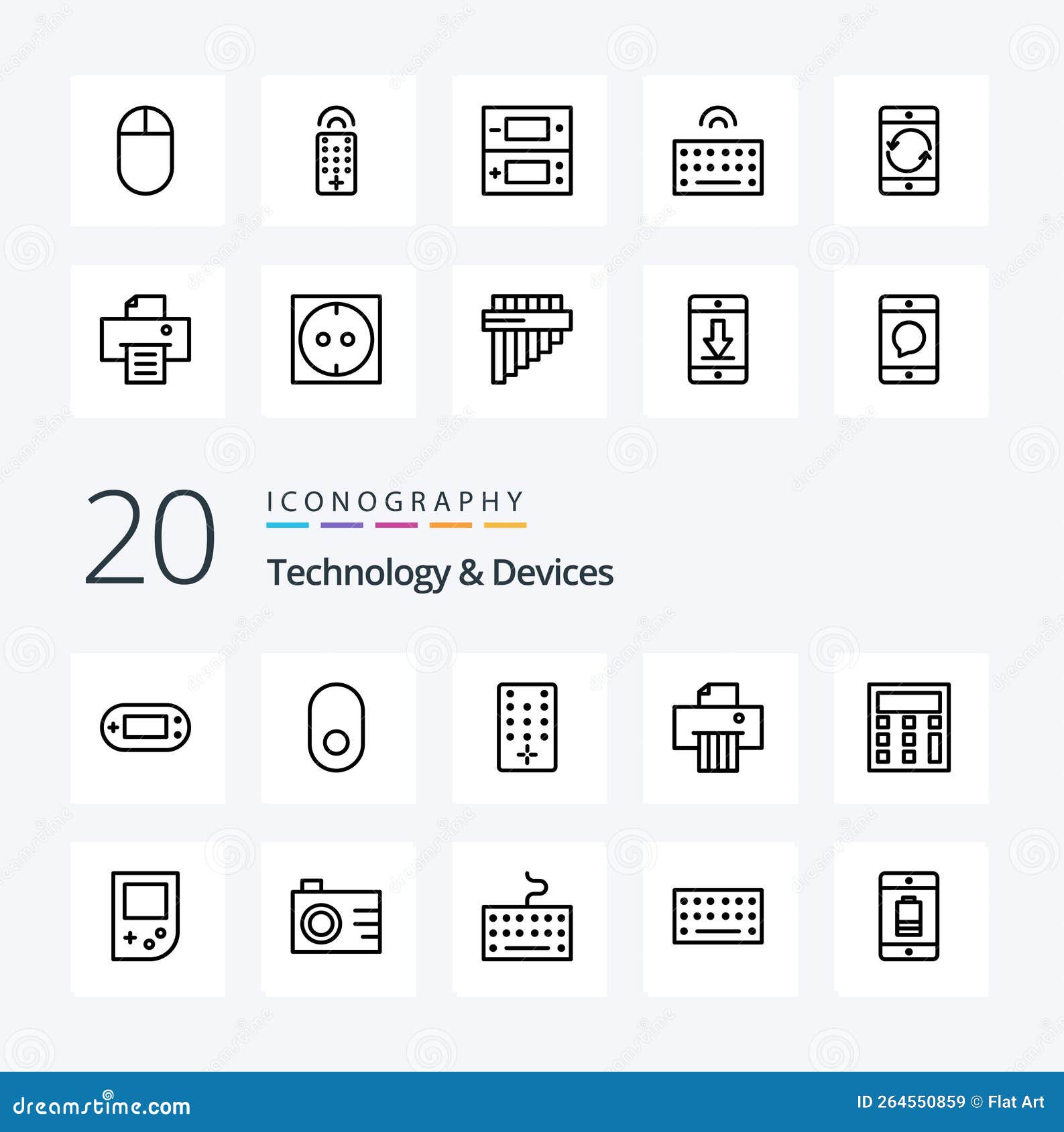 20 Devices Line Icon Pack Like Math Calculate Mouse Shredder Device ...